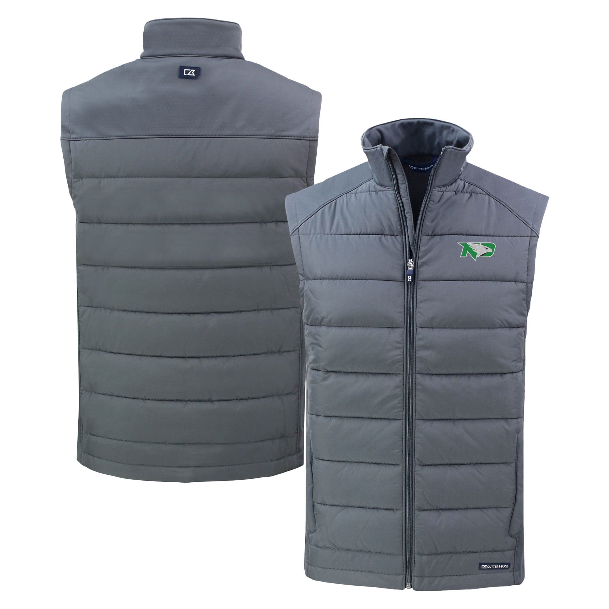 Men's Cutter & Buck Gray North Dakota Evoke Hybrid Eco Softshell ...