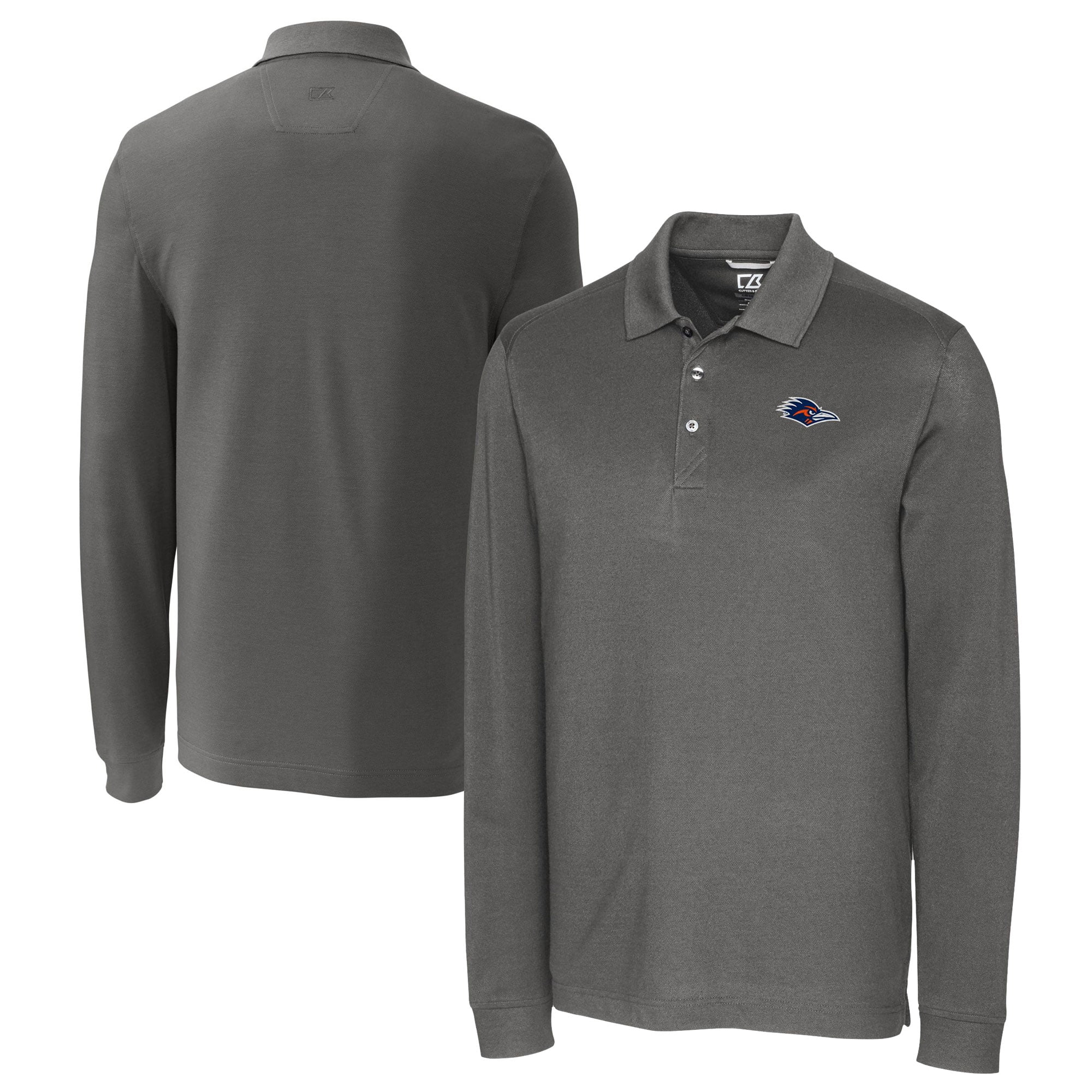 Men's Cutter & Buck Gray UTSA Roadrunners Advantage Tri-Blend Pique ...