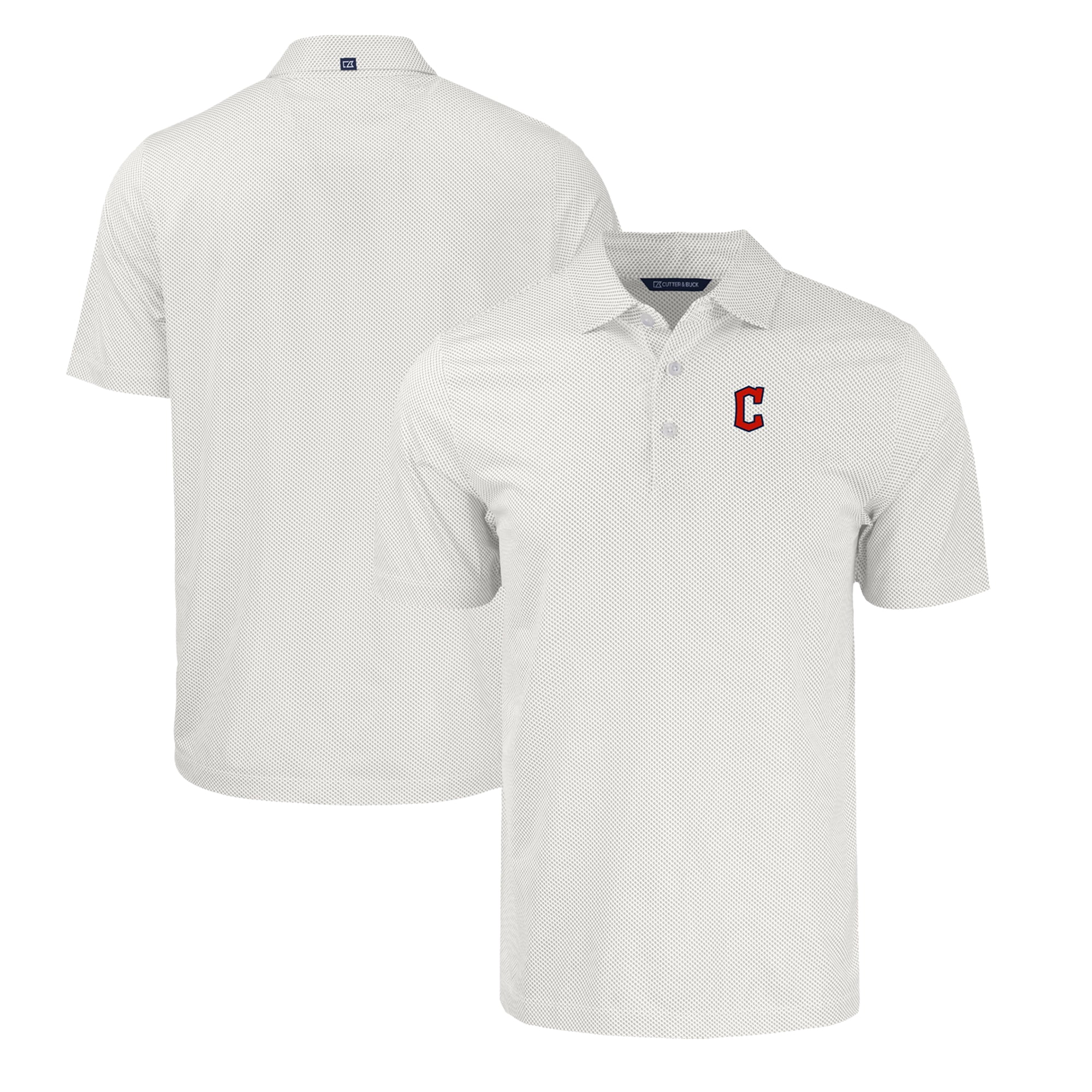 Men's Cutter & Buck Gray/White Cleveland Guardians Pike Eco Symmetry ...