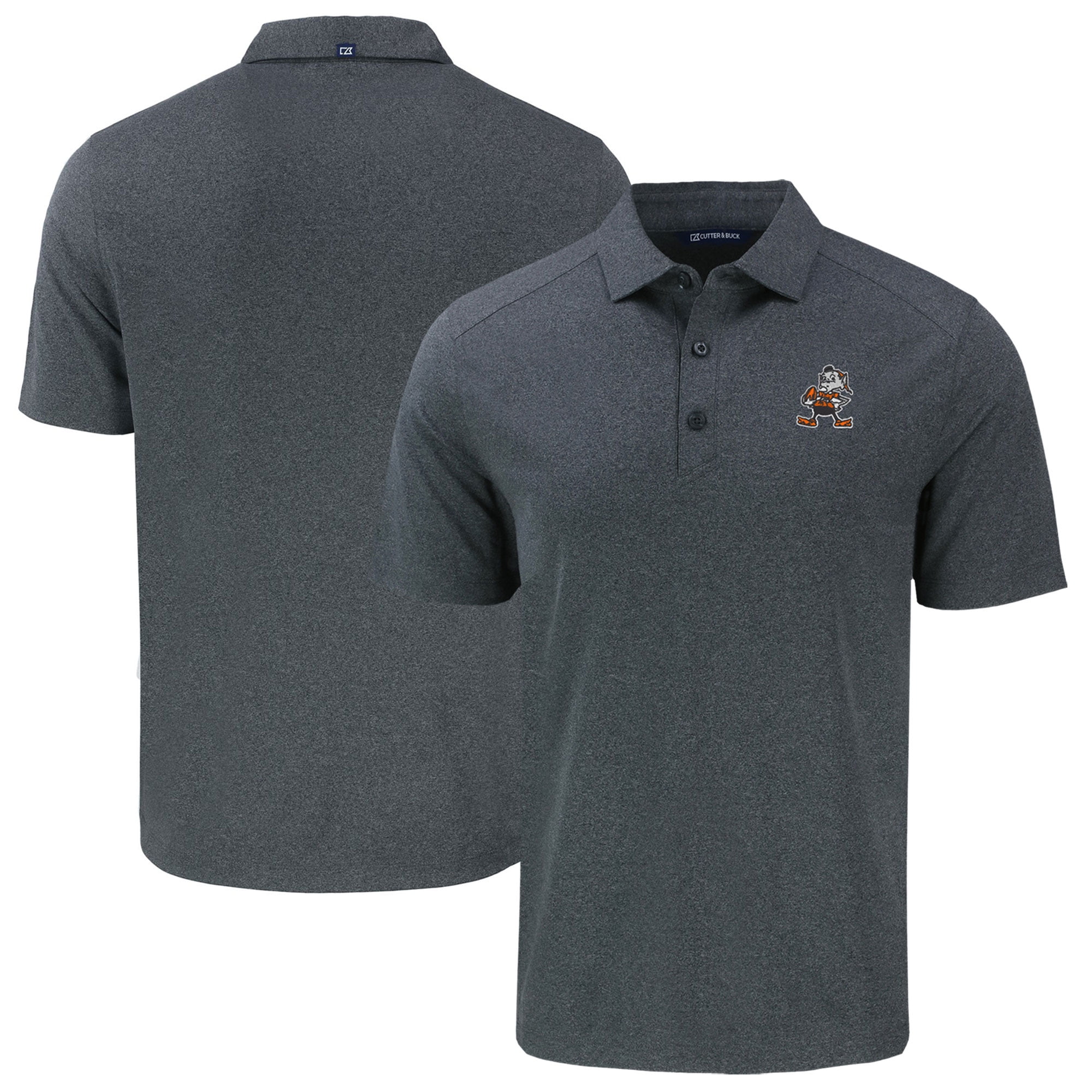 Men's Cutter & Buck Heather Black Cleveland Browns Throwback Big & Tall ...
