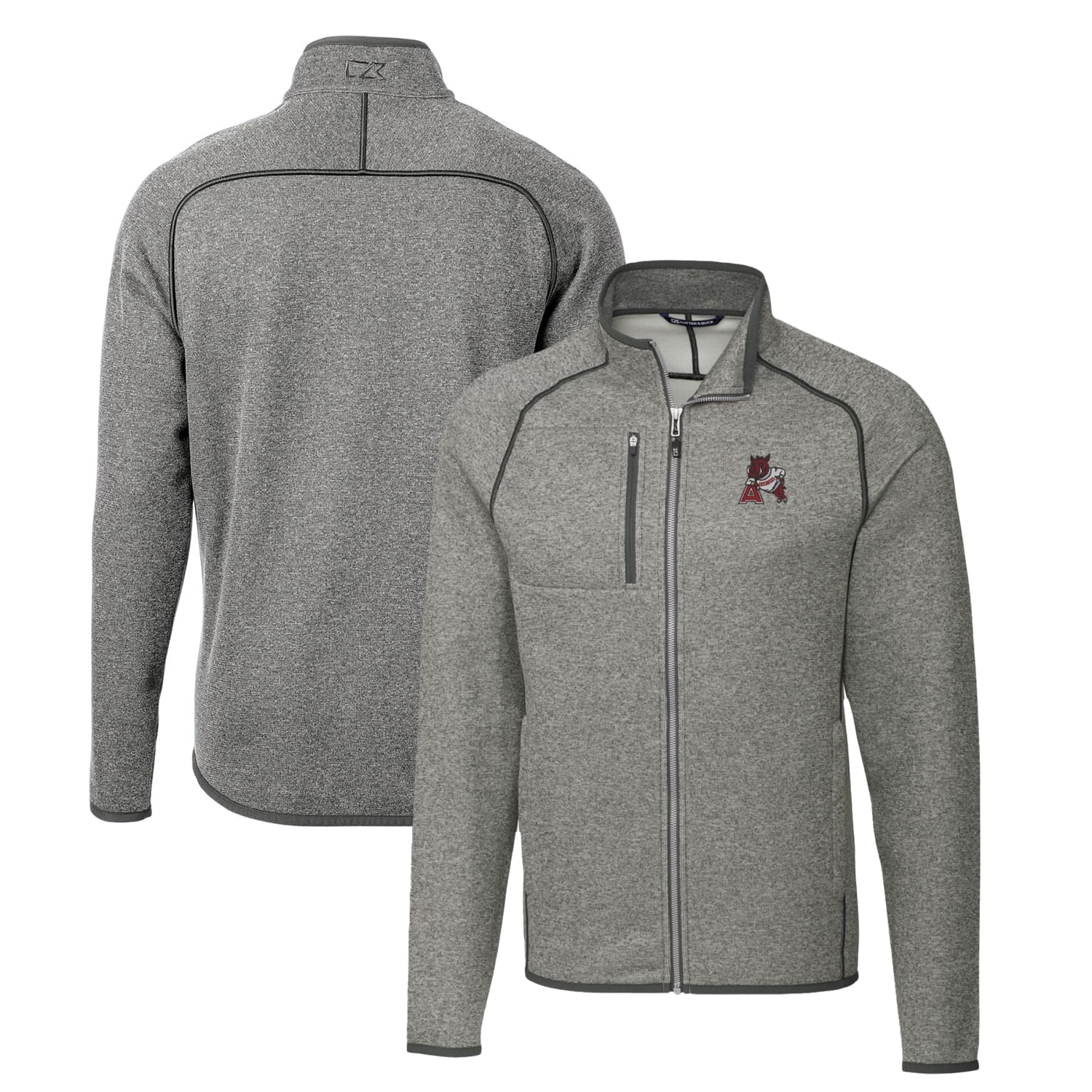 Men's Cutter & Buck Heather Gray Arkansas Razorbacks Mainsail Sweater ...