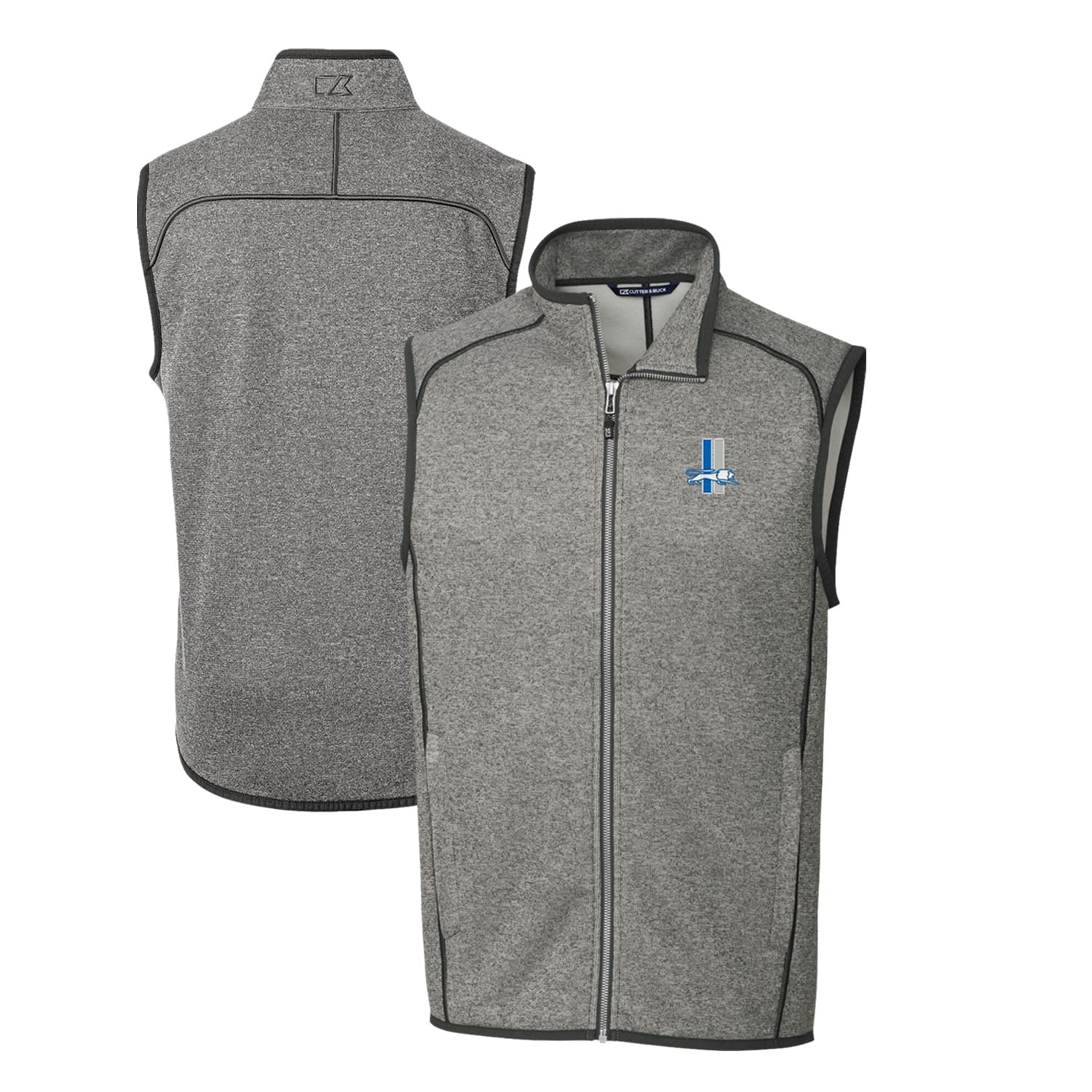 Men's Cutter & Buck Heather Gray Detroit Lions Throwback Logo Mainsail ...