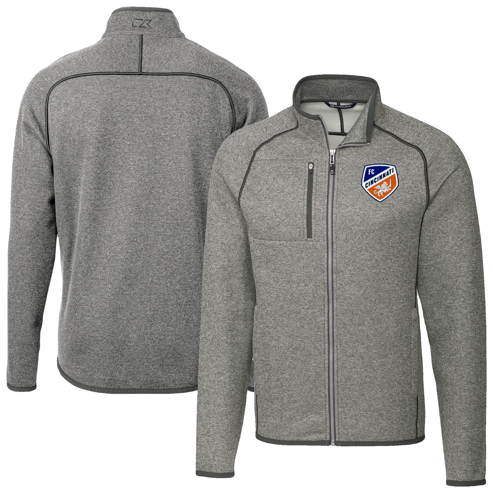 Men's-Cutter & Buck Heather Gray FC Cincinnati Mainsail Sweater-Knit ...