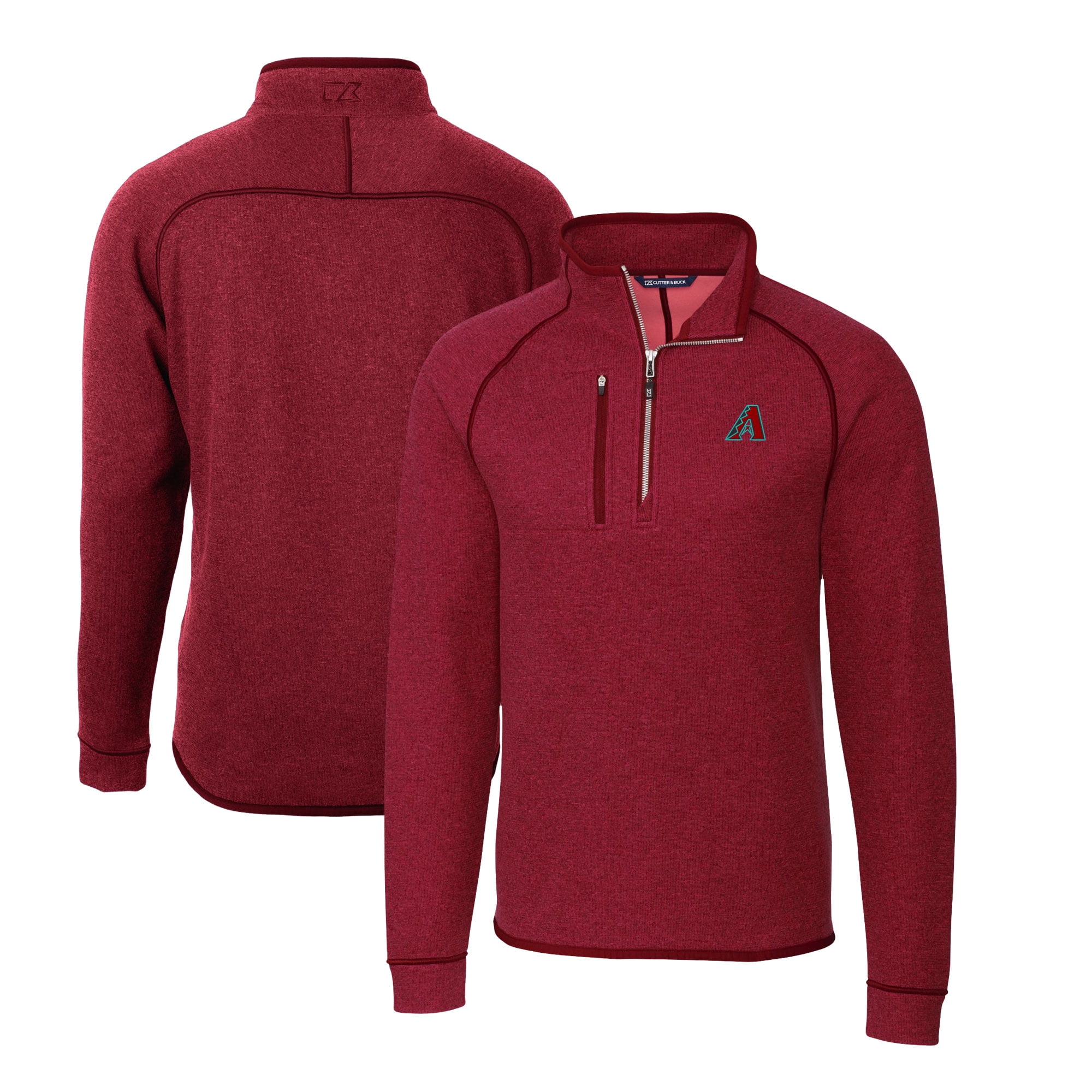 Men's Cutter & Buck Heather Red Arizona Diamondbacks Mainsail Half-Zip ...