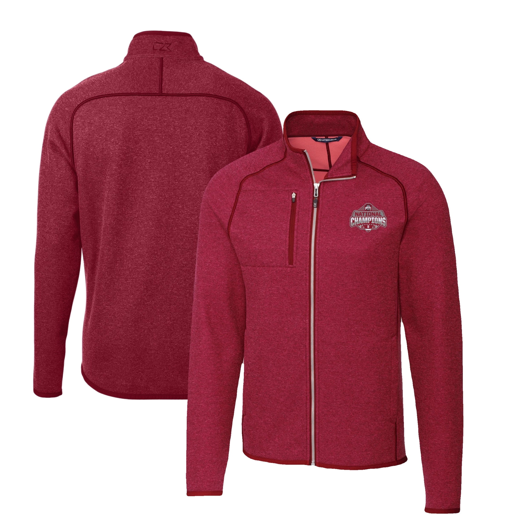 Men's Cutter & Buck Heather Scarlet Ohio State Buckeyes College ...