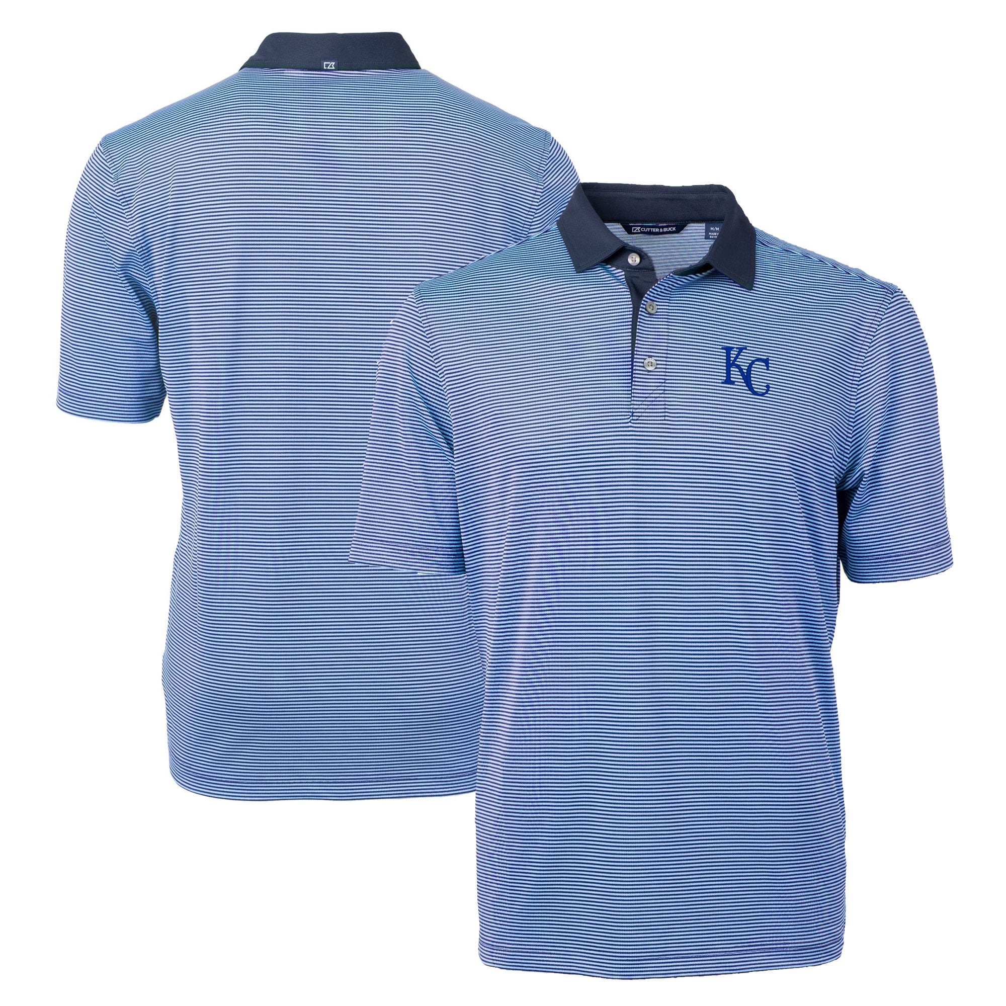 Men's Cutter & Buck Light Blue/Navy Kansas City Royals Virtue Eco Pique ...