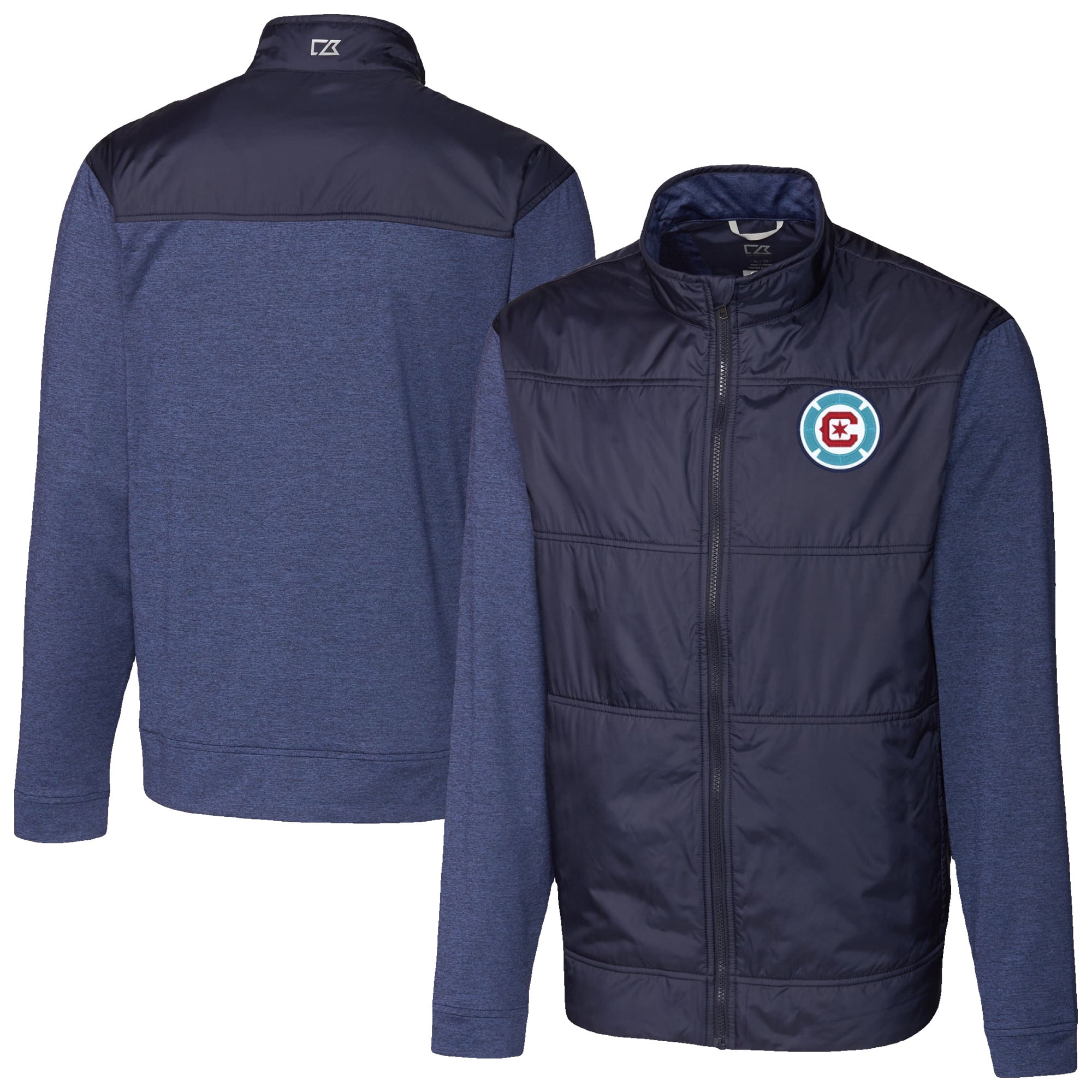 Men's-Cutter & Buck Navy Chicago Fire Stealth Hybrid Quilted Full-Zip ...