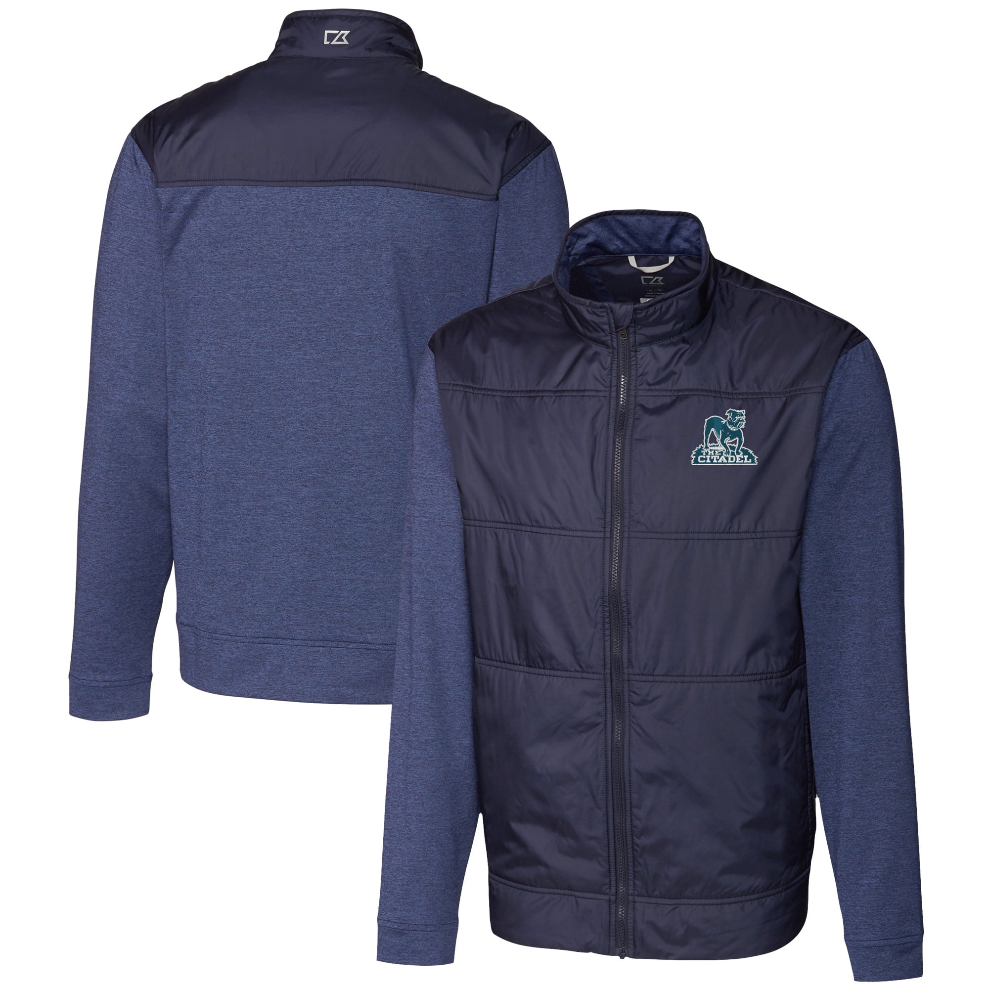 Men's Cutter & Buck Navy Citadel Bulldogs Vault Stealth Hybrid Quilted ...