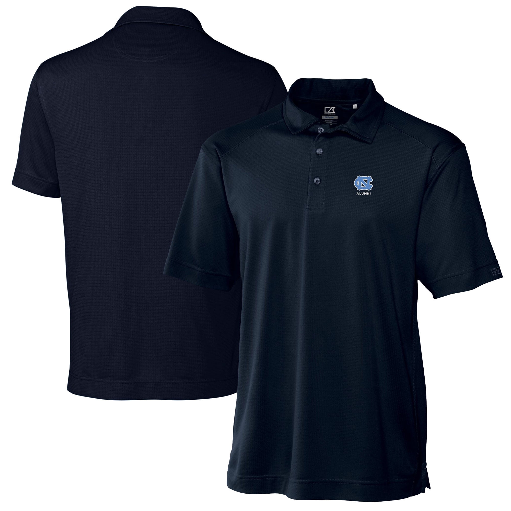 Men's Cutter & Buck Navy North Carolina Tar Heels Alumni Logo DryTec Genre Textured Solid Polo ...