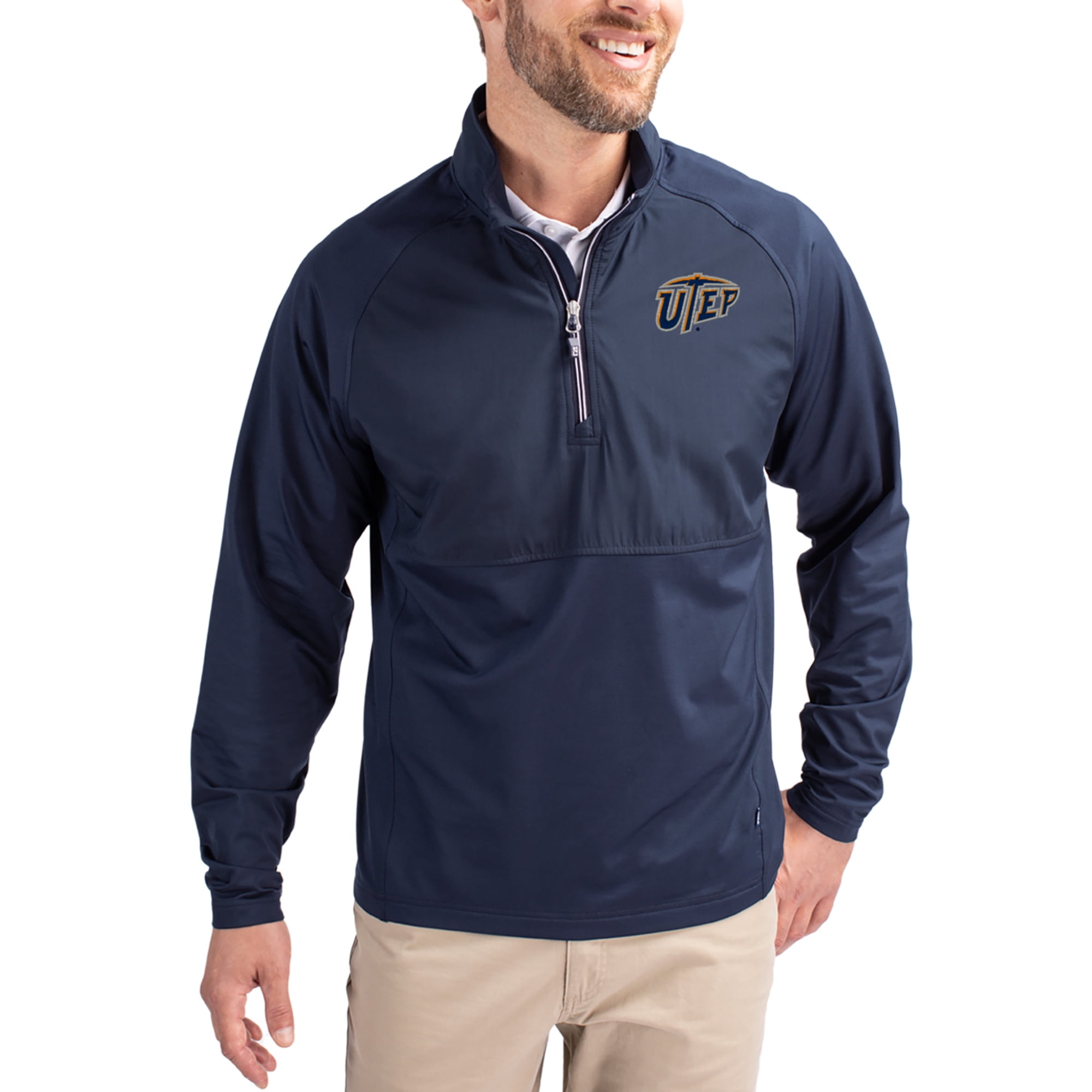Men's Cutter & Buck Navy UTEP Miners Adapt Eco Knit Hybrid Recycled ...
