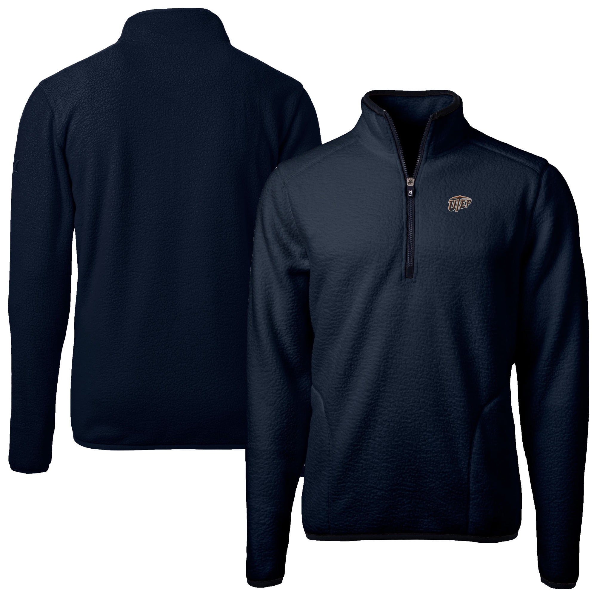 Men's Cutter & Buck Navy UTEP Miners Cascade Eco Sherpa Fleece Quarter ...