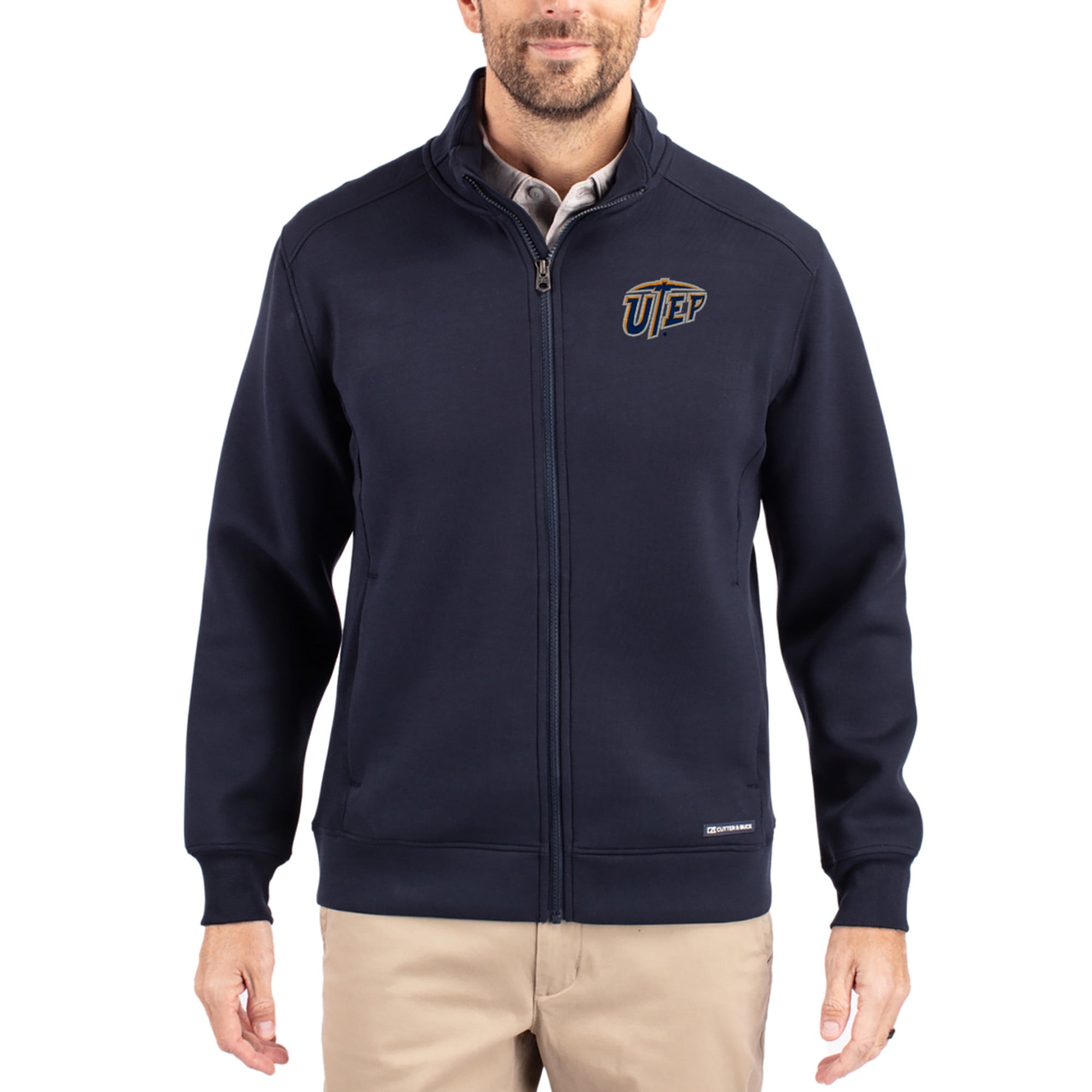 Men's-Cutter & Buck Navy UTEP Miners Roam Eco Recycled Full-Zip Jacket ...