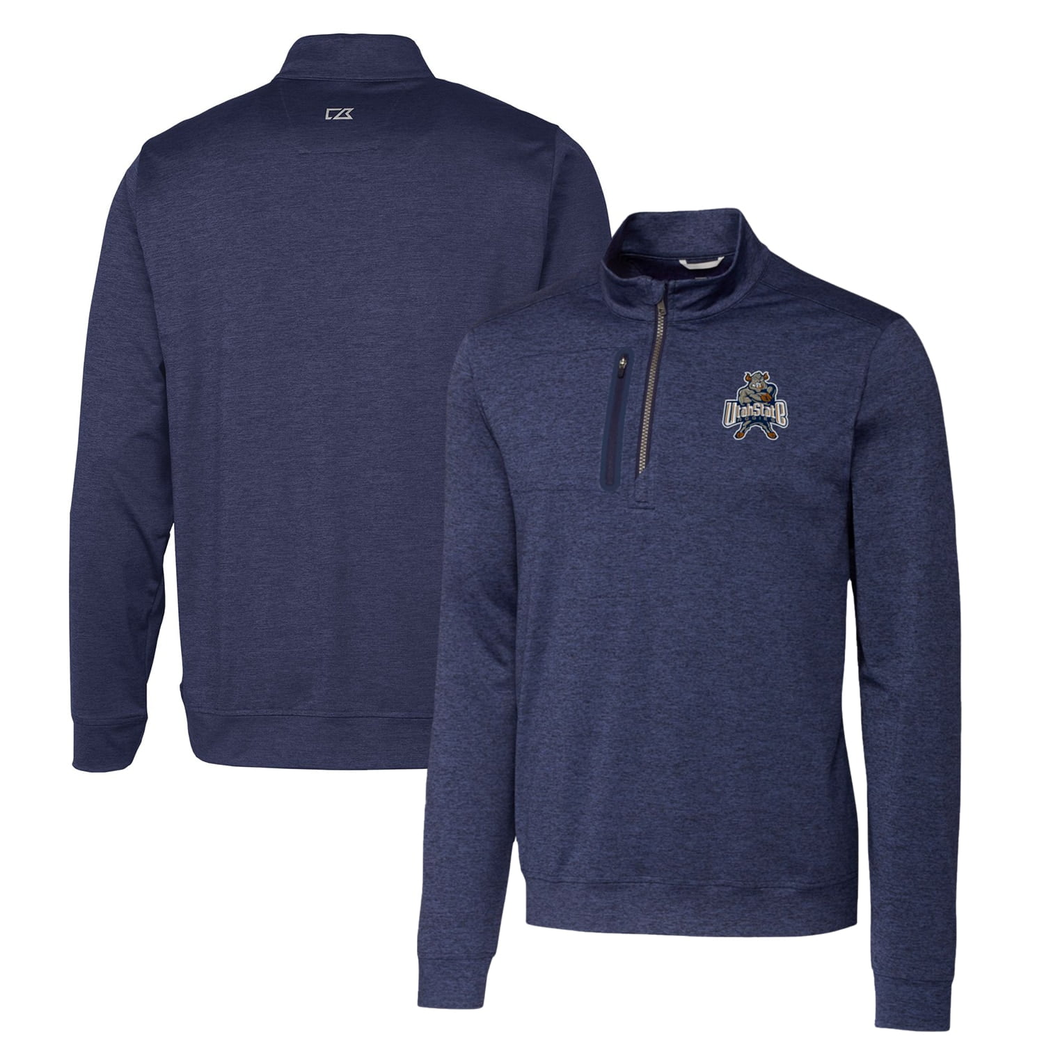 Men's Cutter & Buck Navy Utah State Aggies Heathered Vault Stealth ...