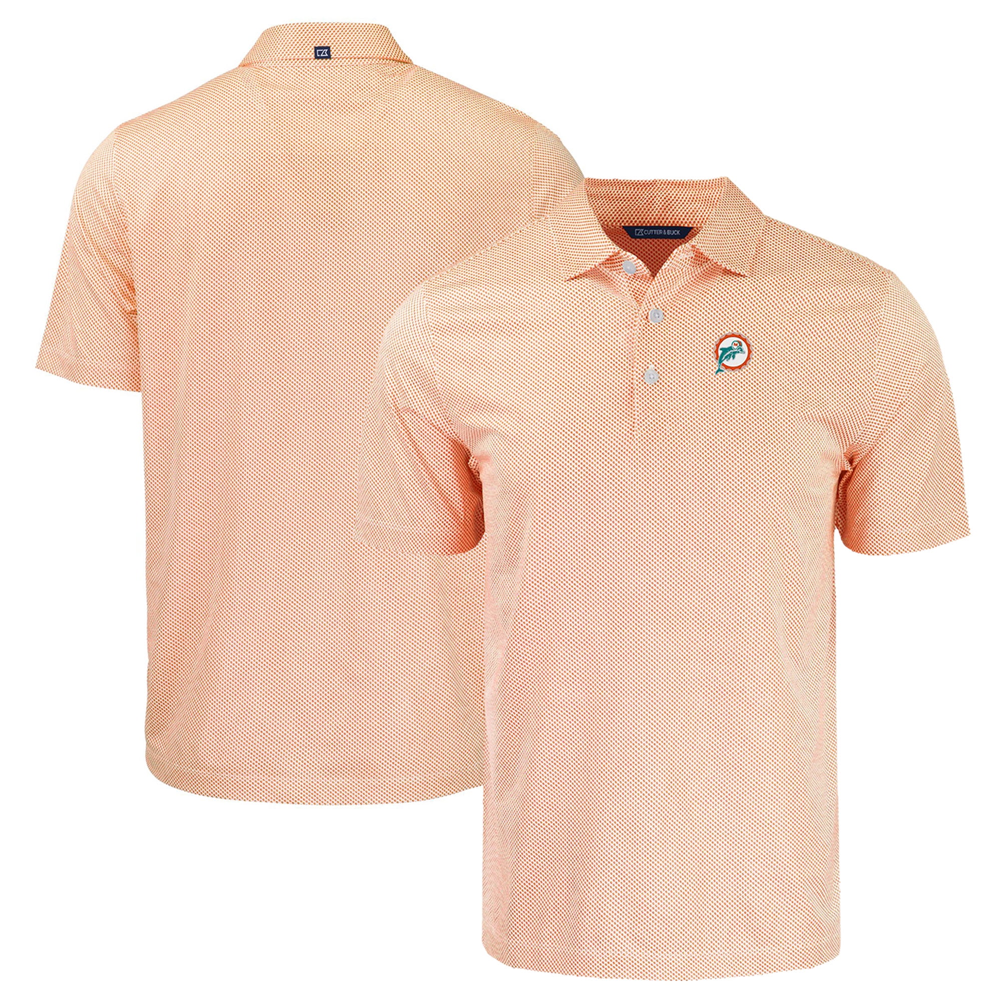 Men's Cutter & Buck Orange Miami Dolphins Throwback Big & Tall Pike Eco ...