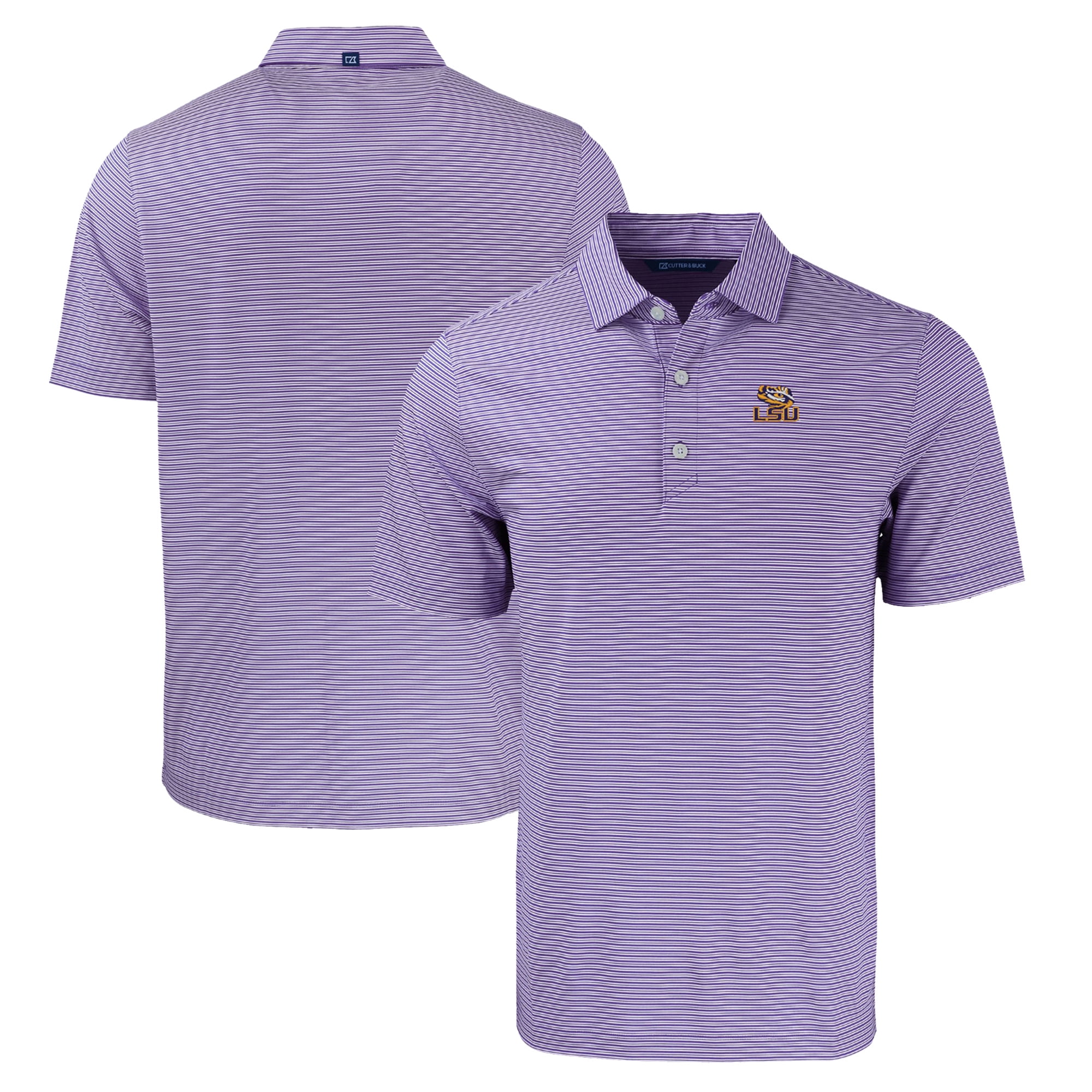 Men's Cutter & Buck Purple LSU Tigers Forge Eco Double Stripe Stretch ...
