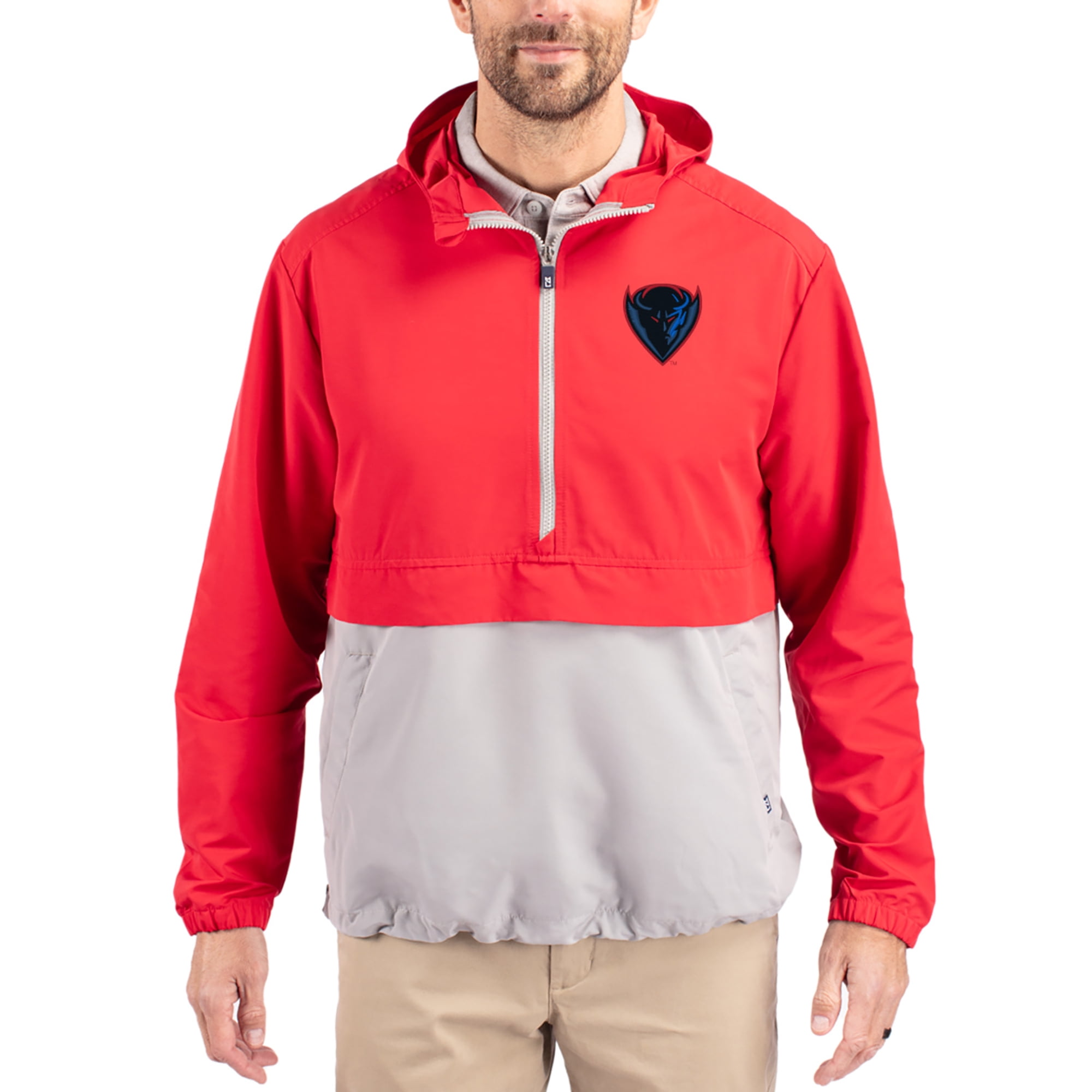 Men's Cutter & Buck Red DePaul Blue Demons Charter Eco Recycled Half ...