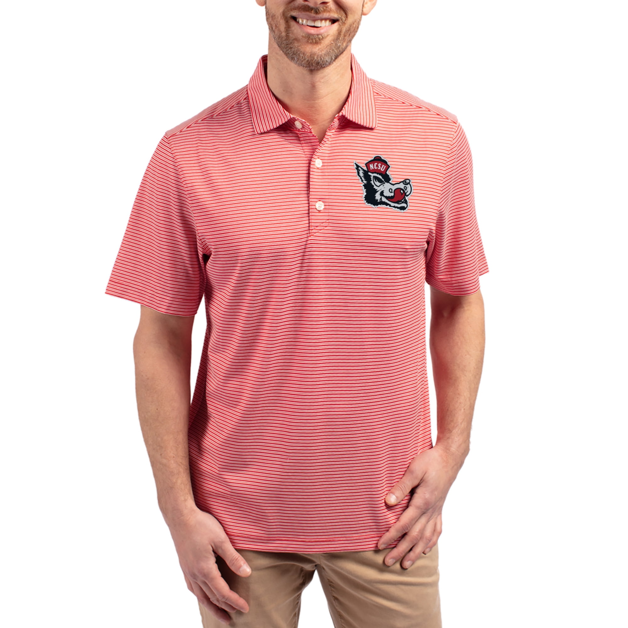 Men's Cutter & Buck Red NC State Wolfpack Forge Eco Double Stripe ...