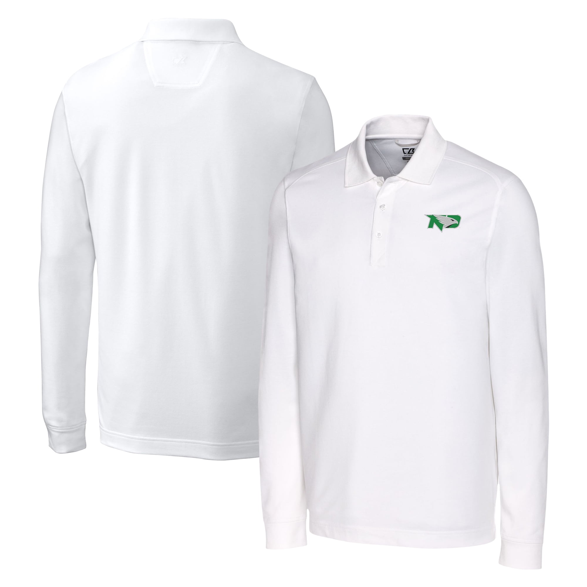 Men's Cutter & Buck White North Dakota Advantage Tri-Blend Pique Long ...