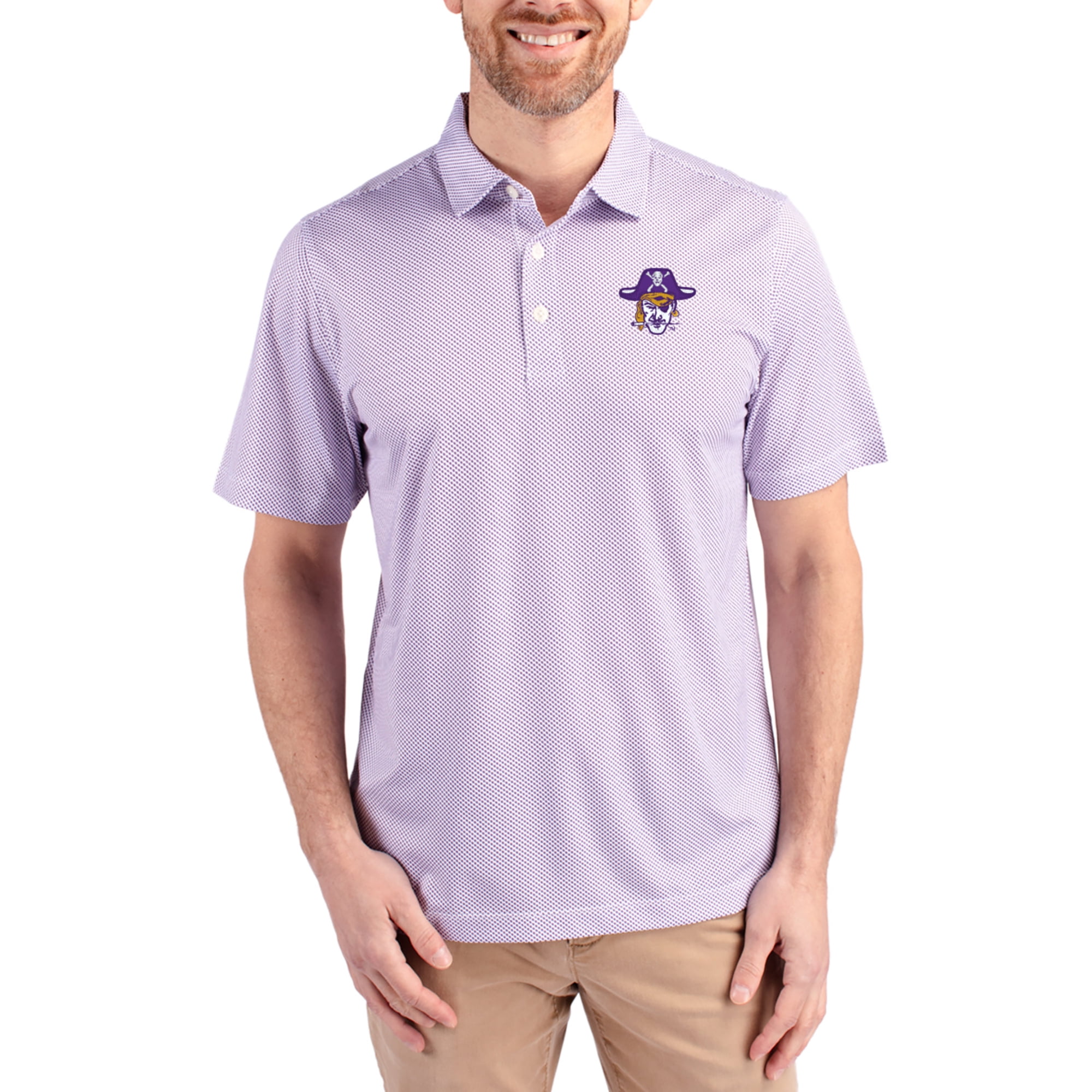 Men's Cutter & Buck White/Purple ECU Pirates Pike Eco Symmetry Print ...