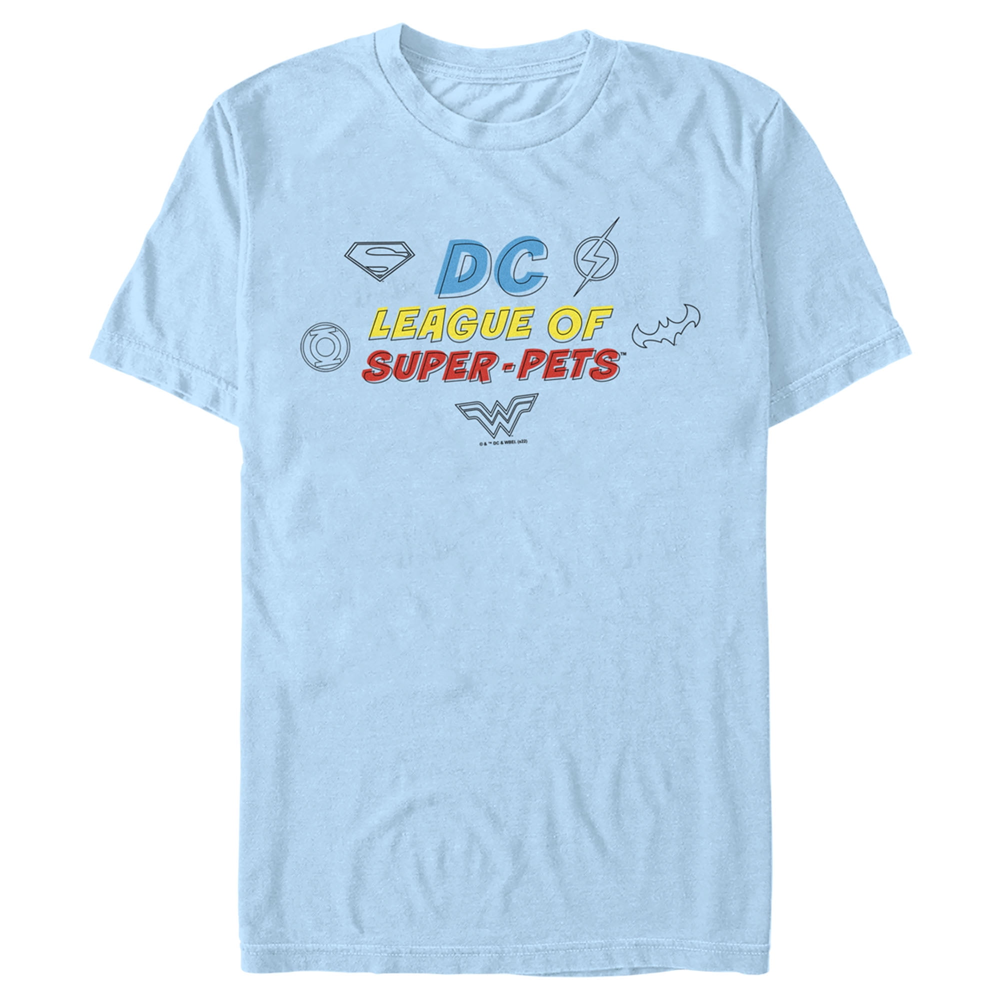 Men's DC League of Super-Pets Logo Doodle Graphic Tee Light Blue Medium ...