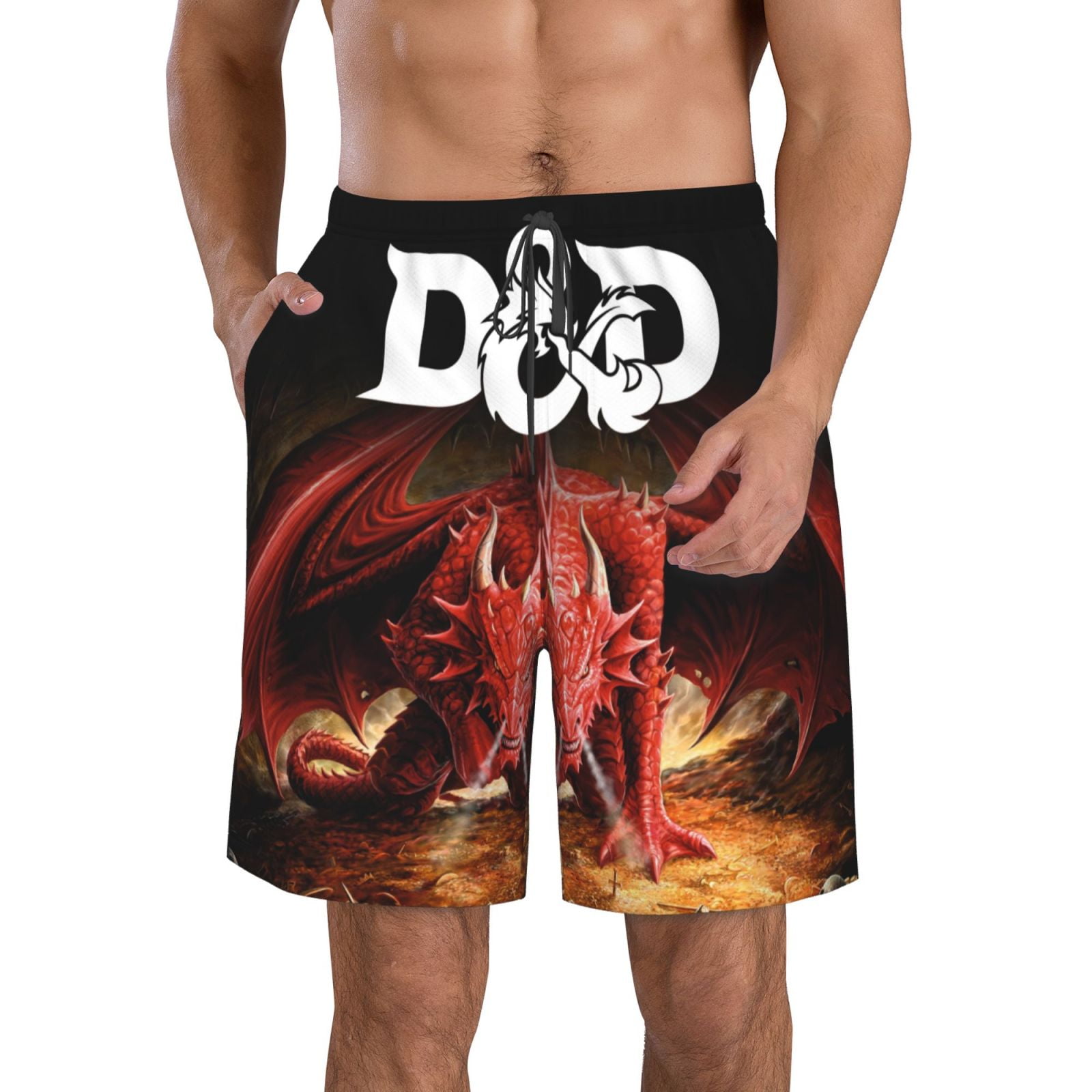 Men's DND Dungeons And Dragons Beach Shorts Hot Summer Swim Trunks ...