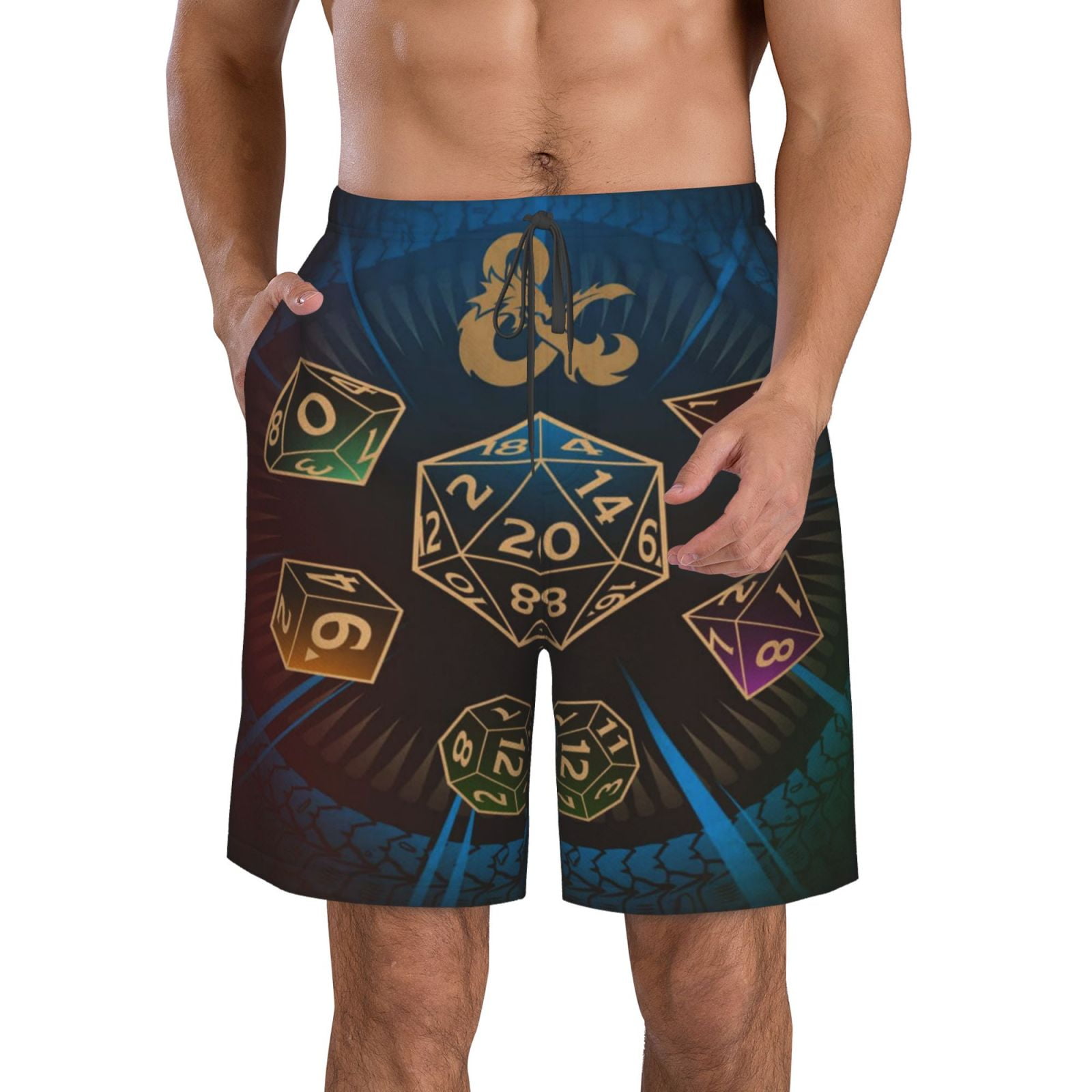 Men's DND Dungeons And Dragons Beach Shorts Hot Summer Swim Trunks ...