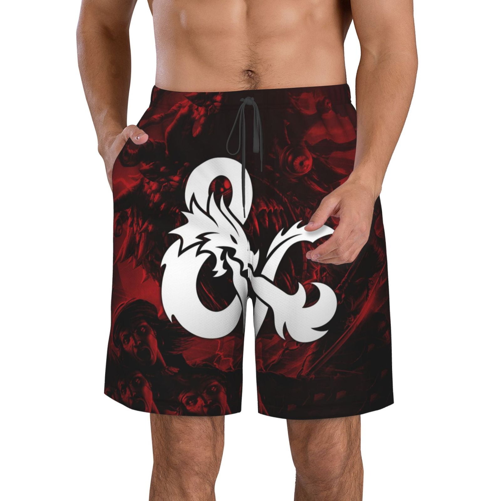 Men's DND Dungeons And Dragons Beach Shorts Hot Summer Swim Trunks ...