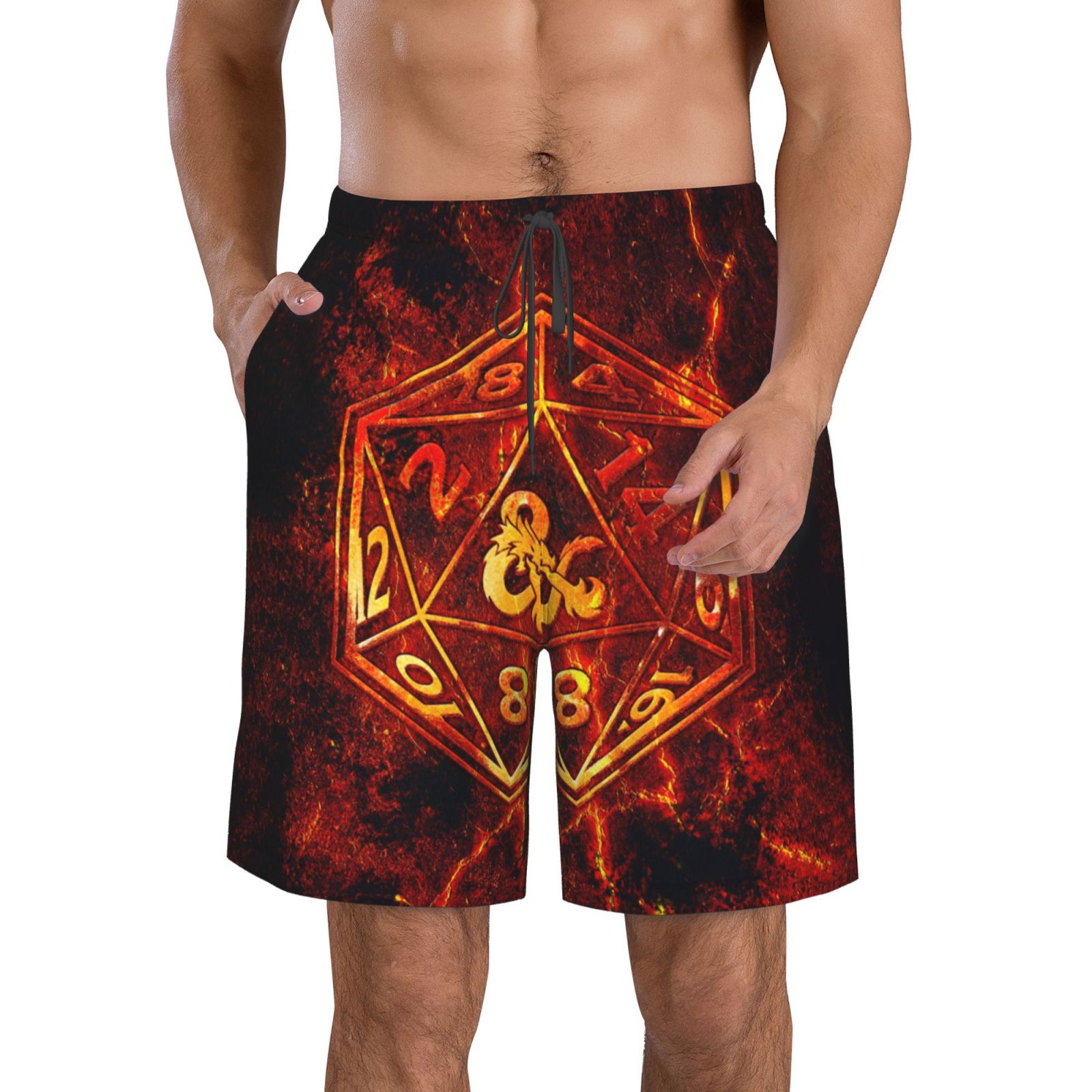 Men's DND Dungeons And Dragons Beach Shorts Hot Summer Swim Trunks ...