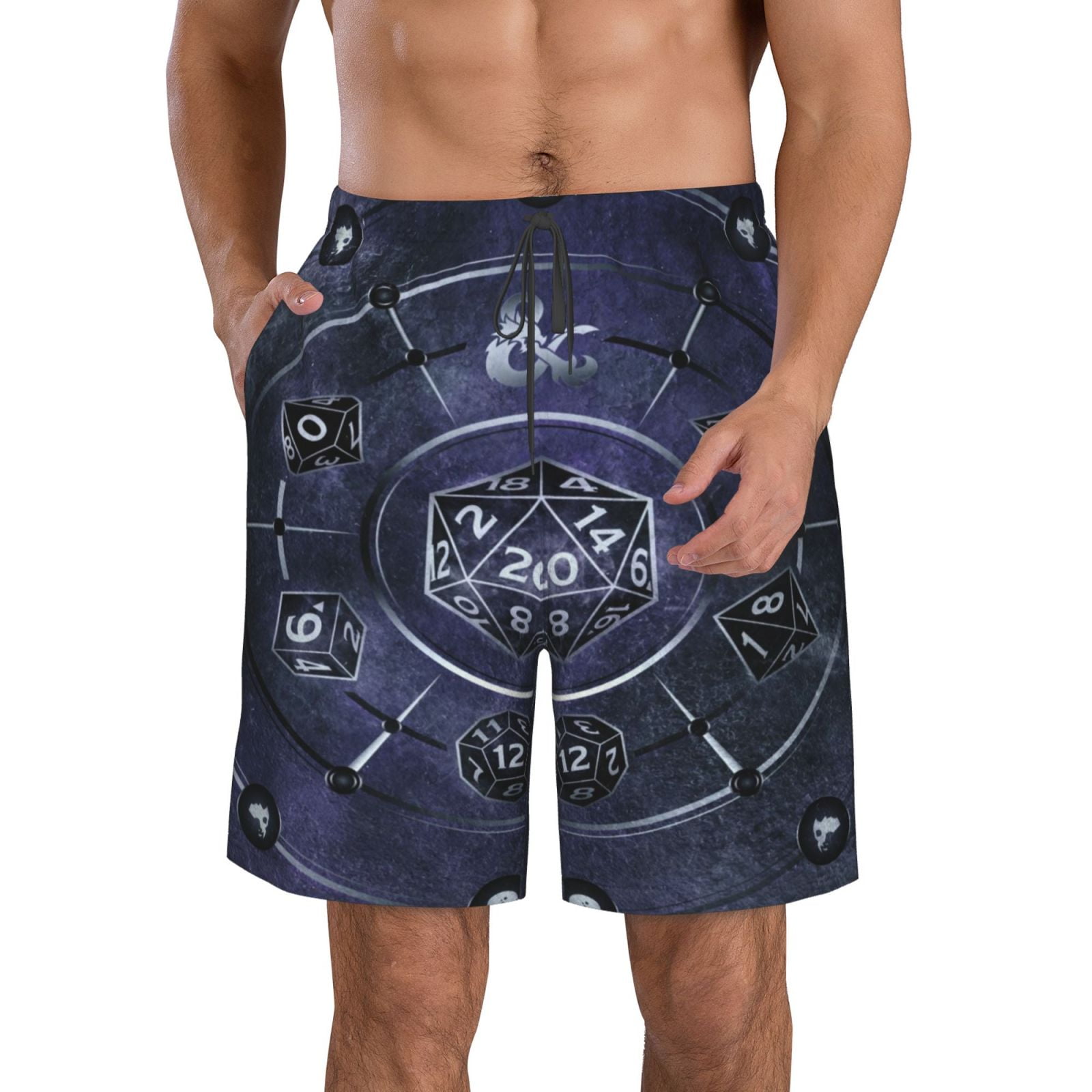 Men's DND Dungeons And Dragons Beach Shorts Hot Summer Swim Trunks ...