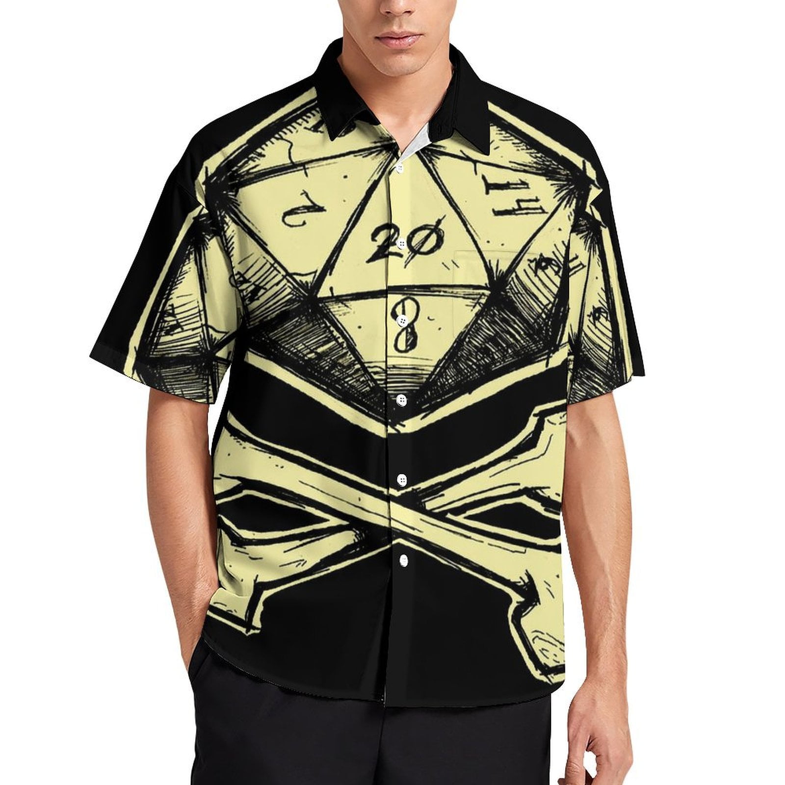 Men's DND Dungeons And DragonsHawaiian Casual Button Down Cartoon Short ...
