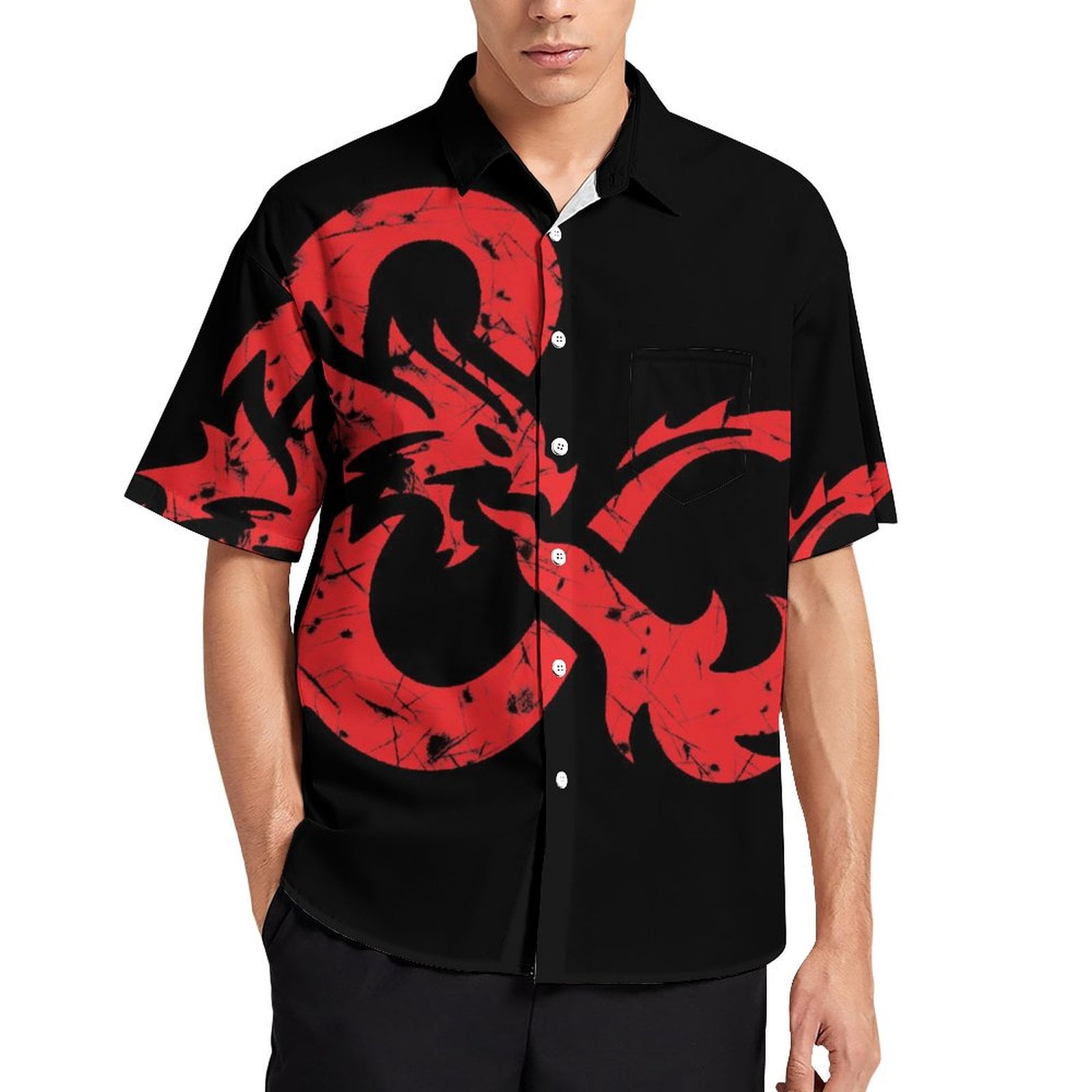 Men's DND Dungeons And DragonsHawaiian Casual Button Down Cartoon Short ...