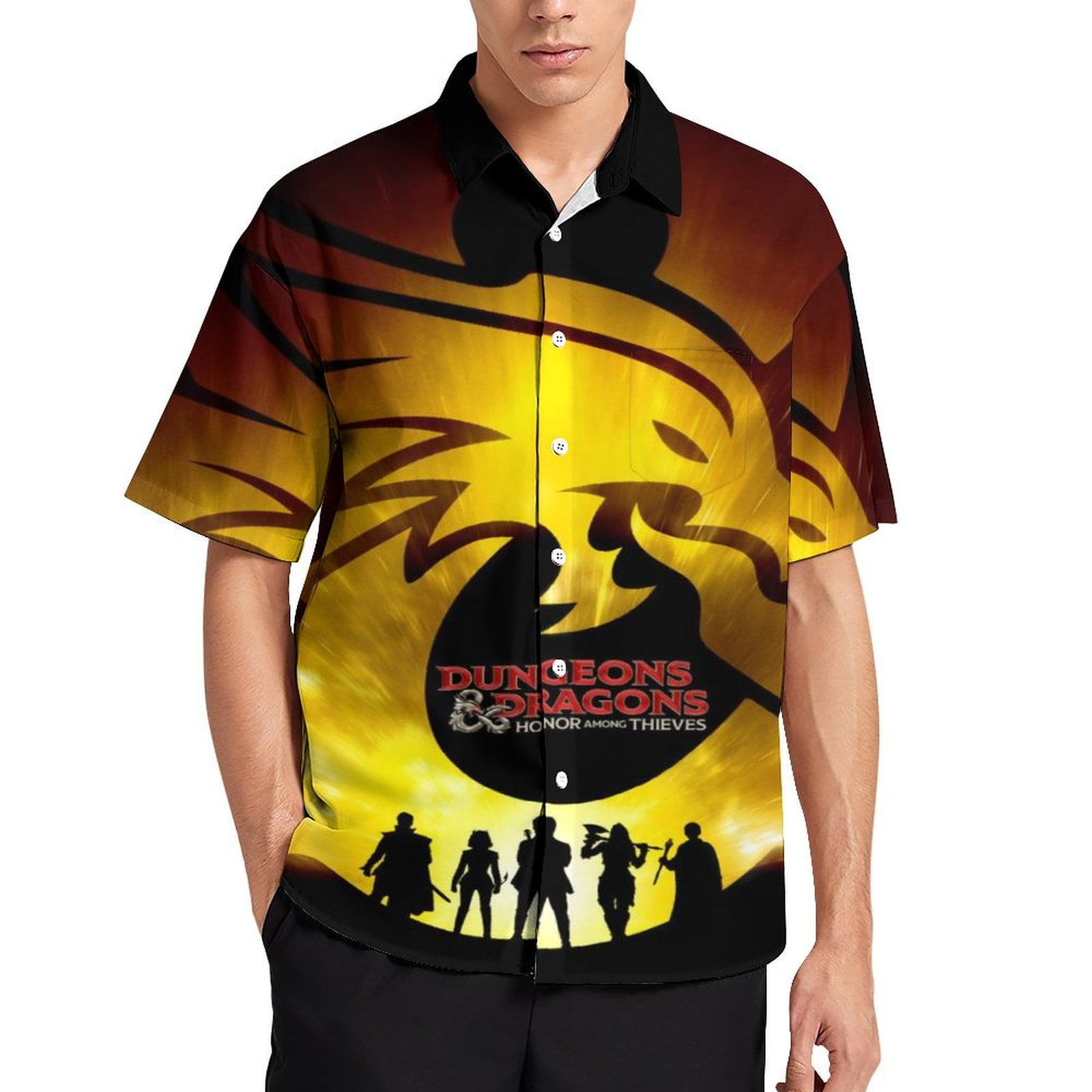 Men's DND Dungeons And DragonsHawaiian Casual Button Down Cartoon Short ...