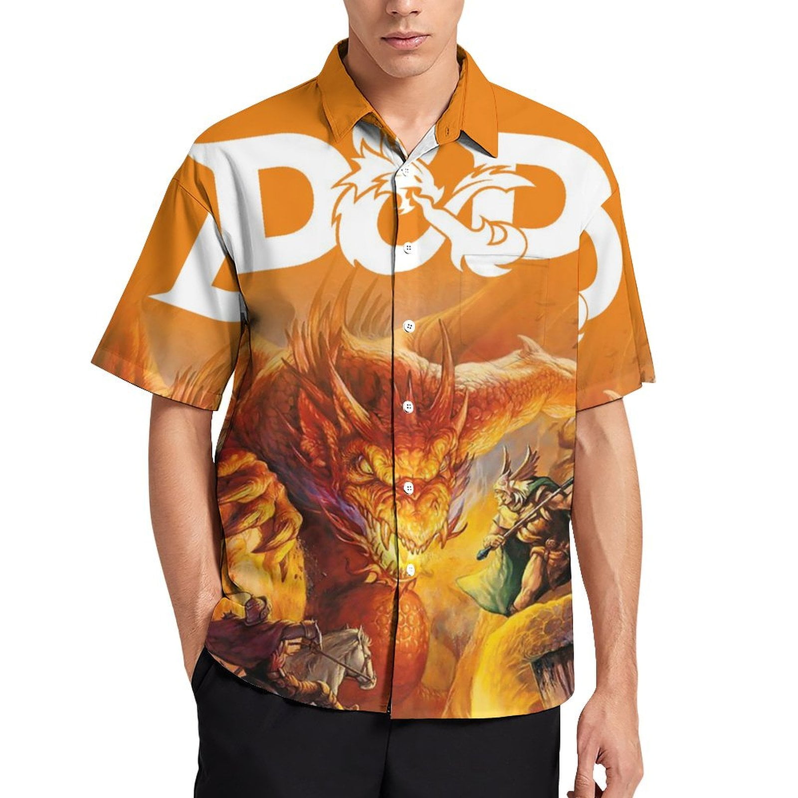 Men's DND Dungeons And DragonsHawaiian Casual Button Down Cartoon Short ...