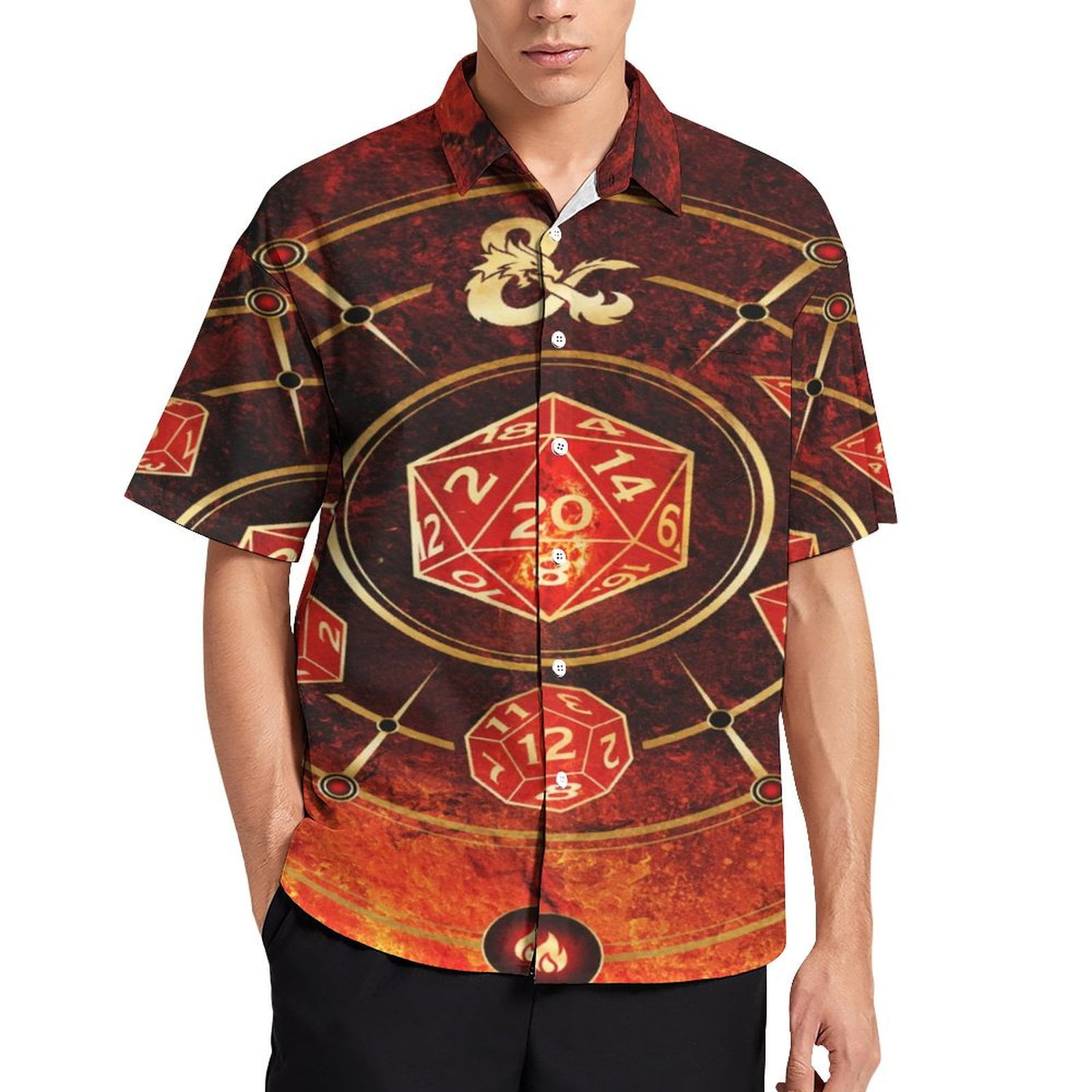 Men's DND Dungeons And DragonsHawaiian Casual Button Down Cartoon Short ...