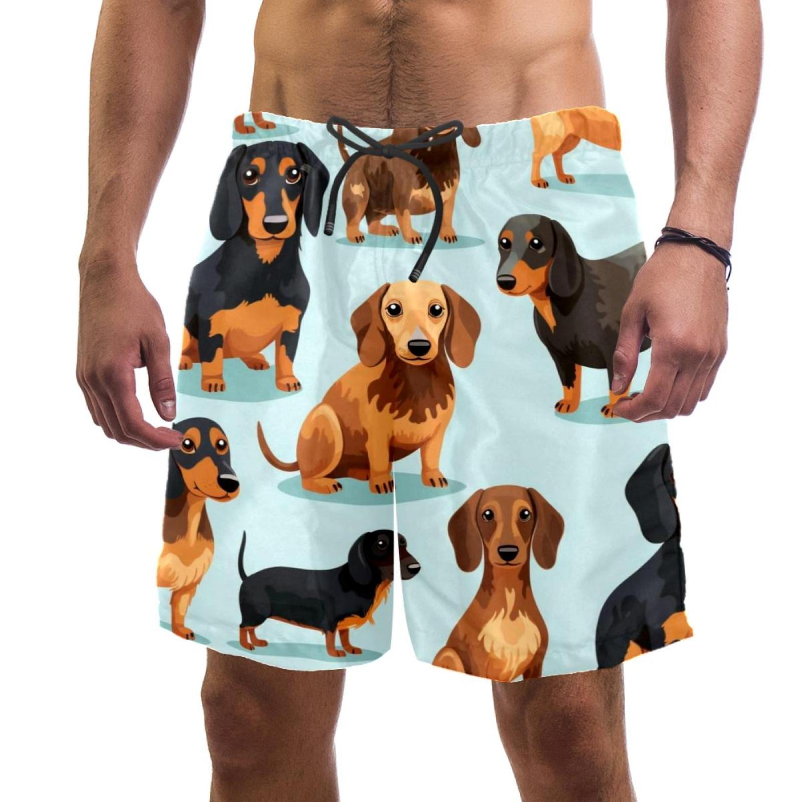Men's Dachshund Puppy Dog Swim Trunks Quick Dry Boardshorts Bathing ...