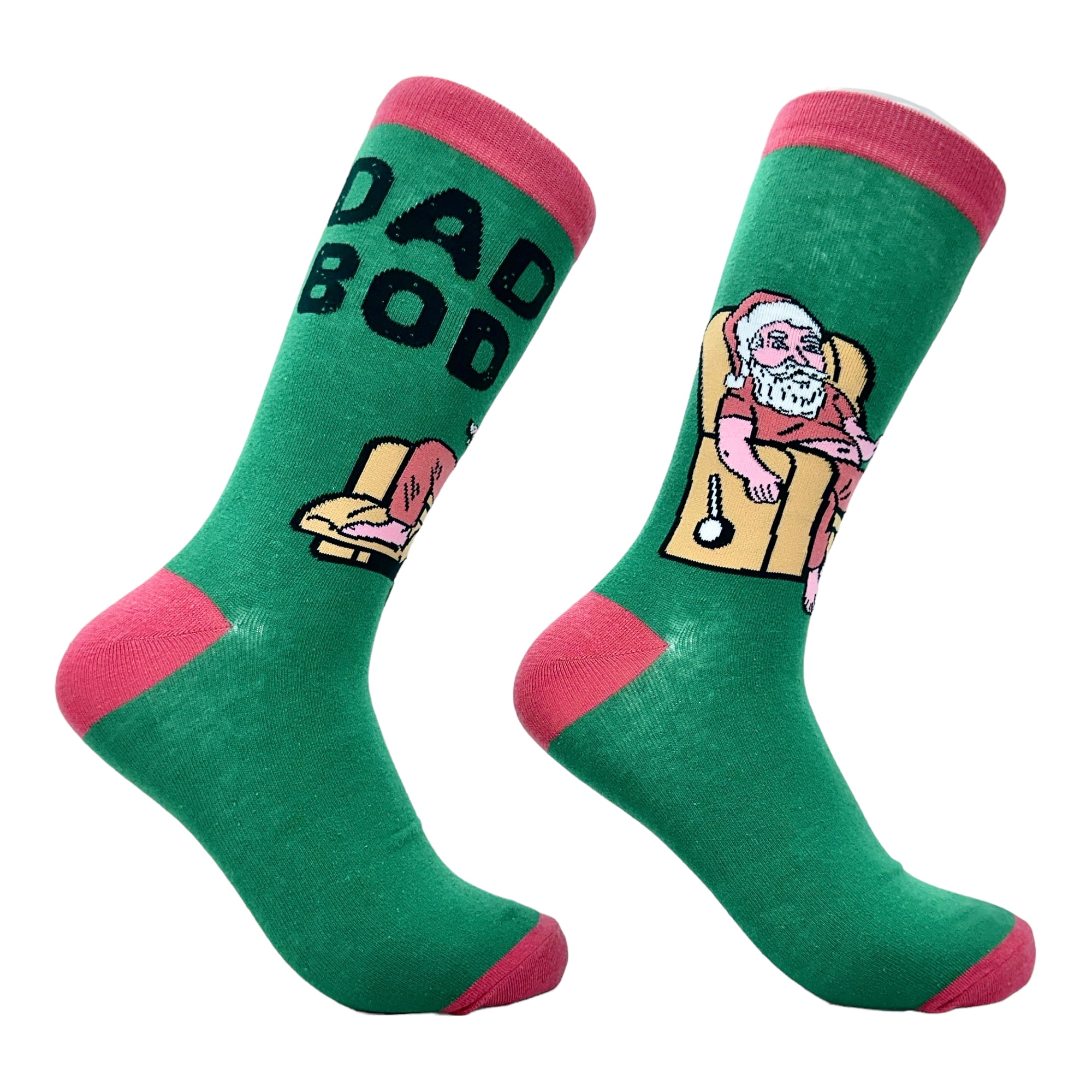 Men's Dad Bod Santa Socks Funny Xmas Drinking Lazy Fat Santa Claus Joke ...