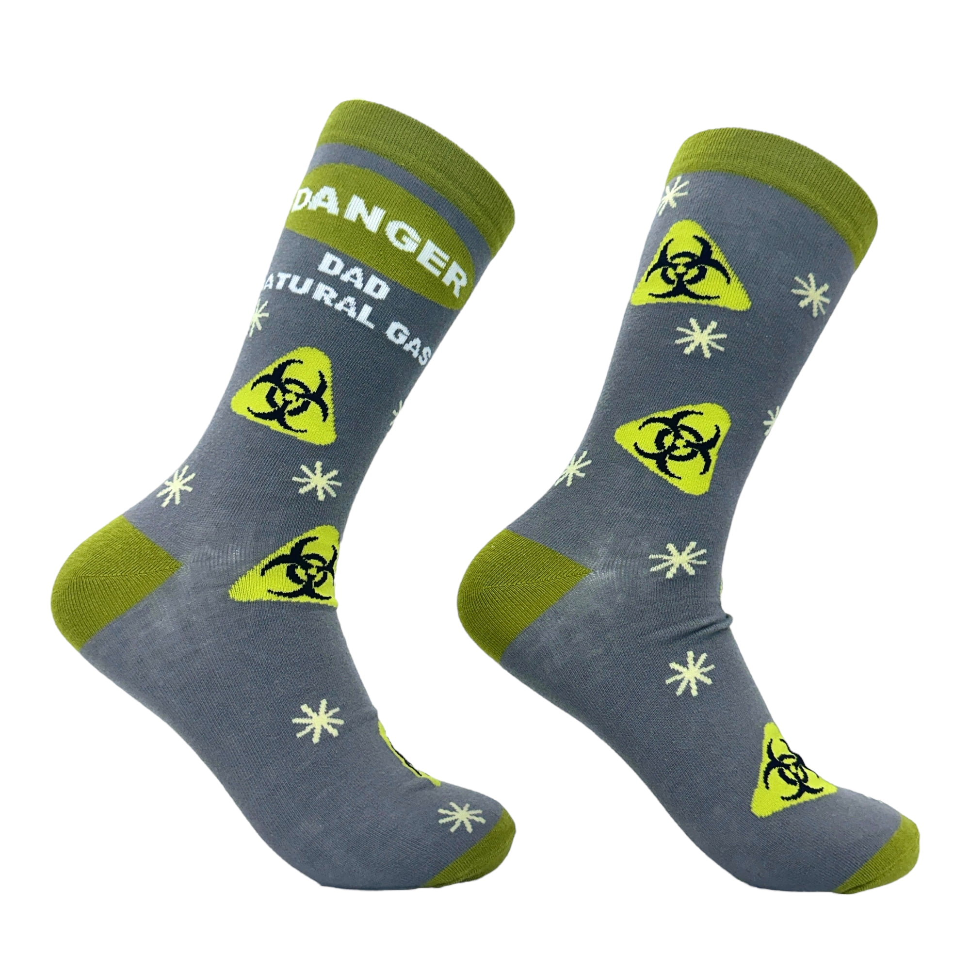 Men's Danger Dad Natural Gas Socks Funny Farting Father Warning Sign ...