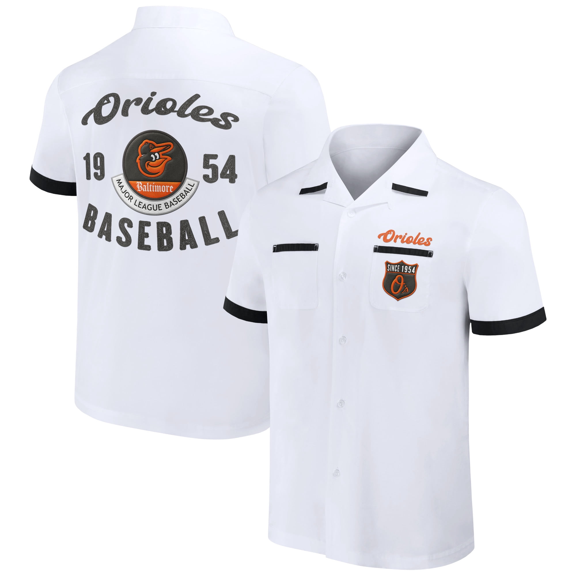 Mens Darius Rucker Collection By Fanatics White Baltimore Orioles Bowling Button Up Shirt
