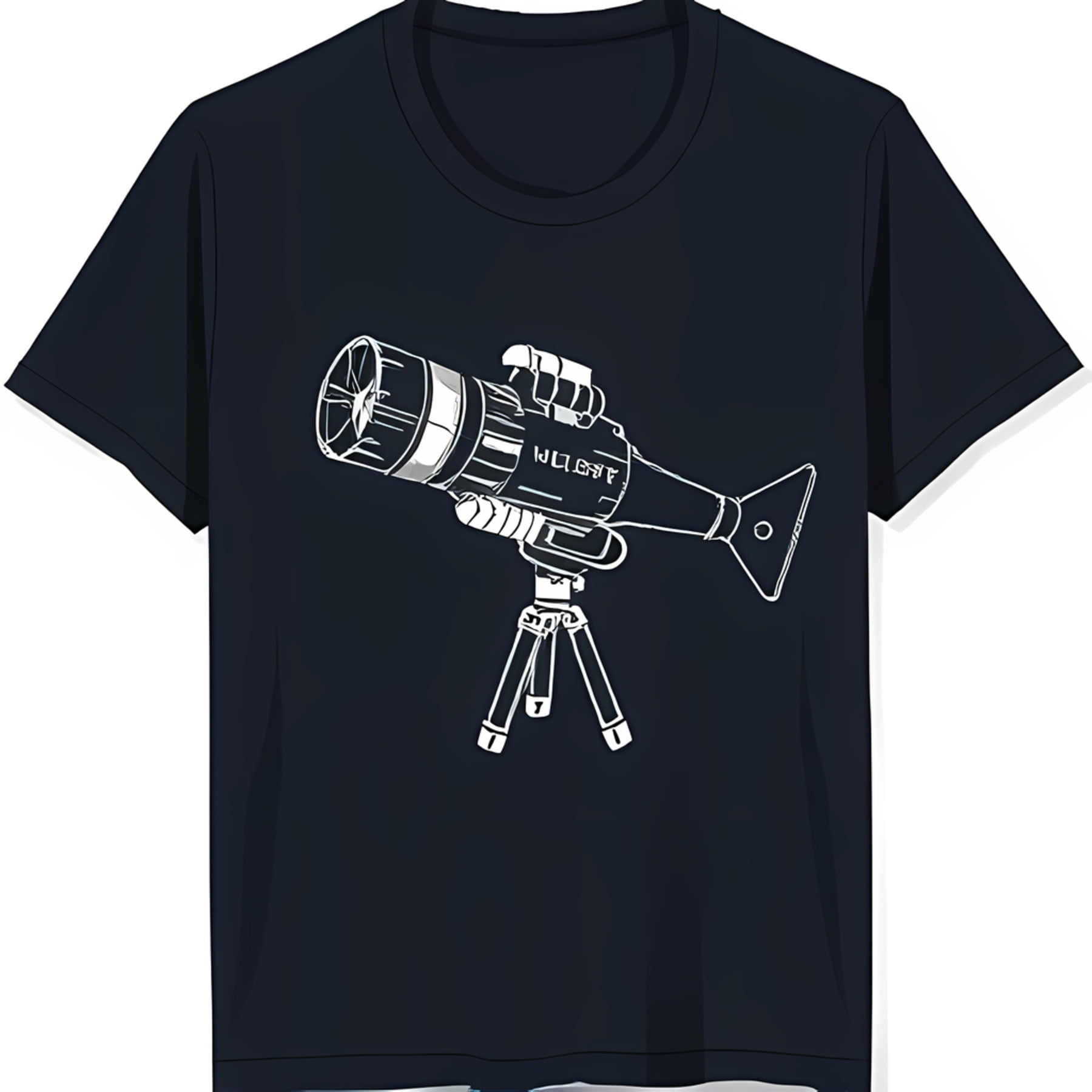 Men's Dark Blue T-Shirt with Simple White Camera Design and 'NIGHT ...