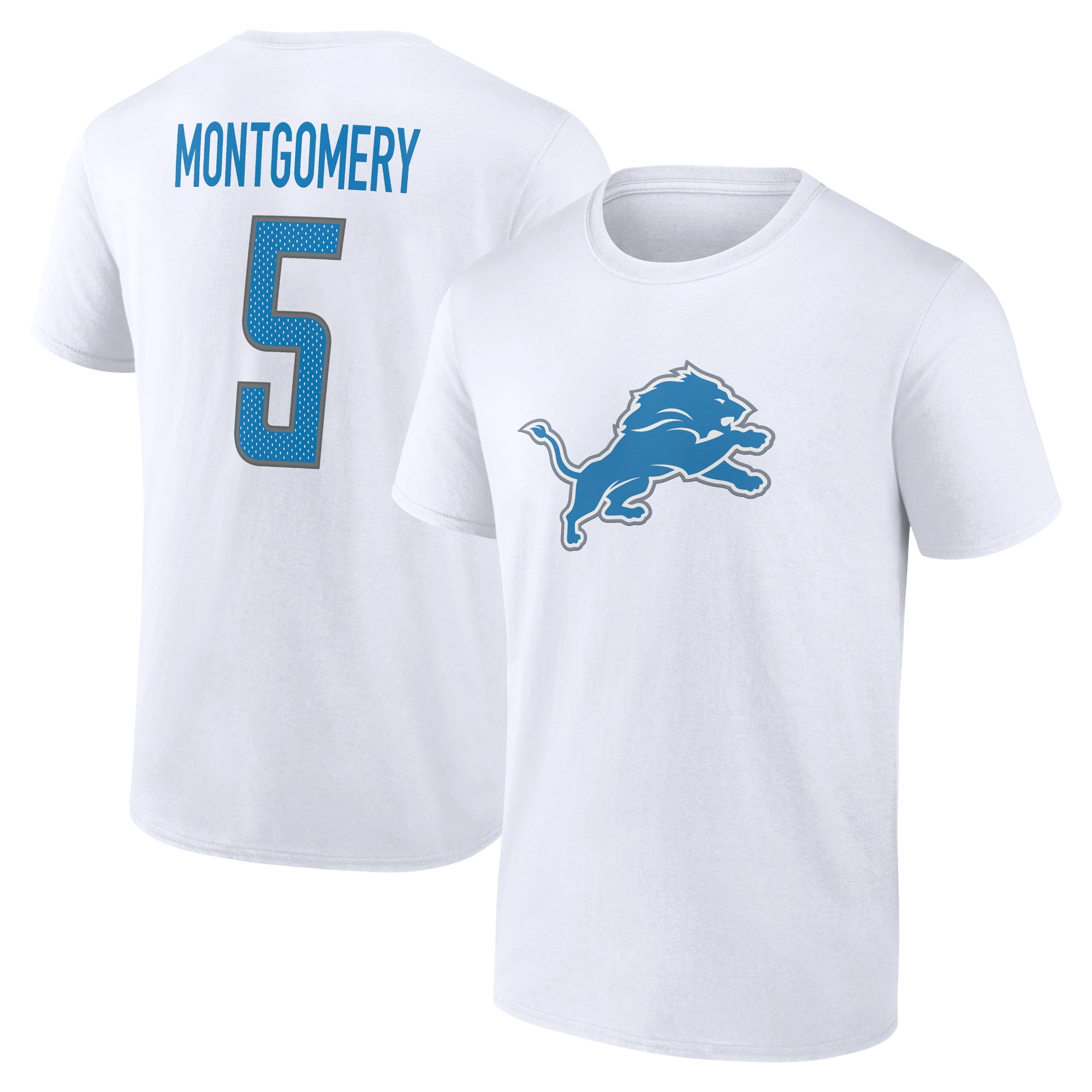 Men's David Montgomery White Detroit Lions Icon Player Name & Number T ...
