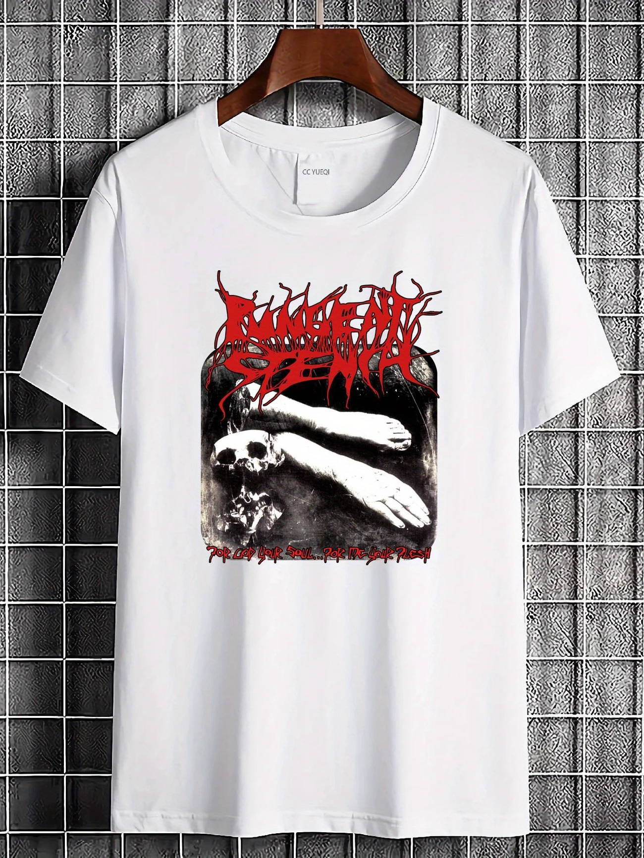Mens Death Metal Graphic T Shirt Pungent Stench Gothic Design White Band Tee For Gorguts