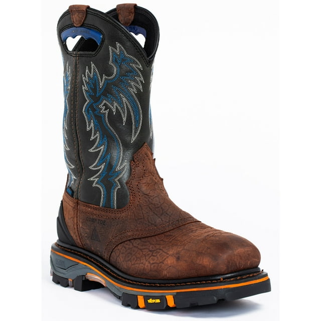 Men's Decimator Waterproof Western Work Boot Nano Composite Toe Brown ...