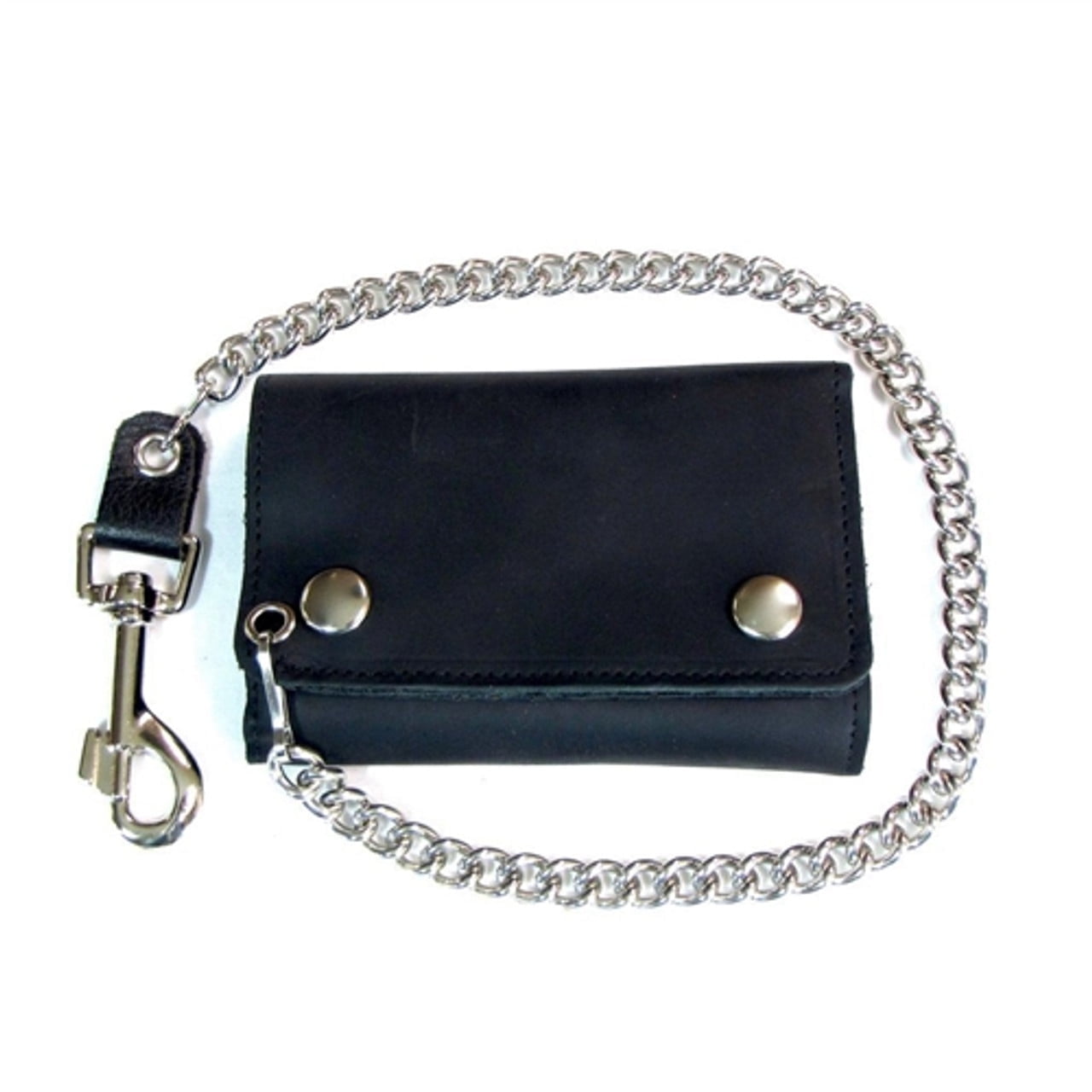 Men's Deluxe Biker Black Leather Chain Wallet - Walmart.com