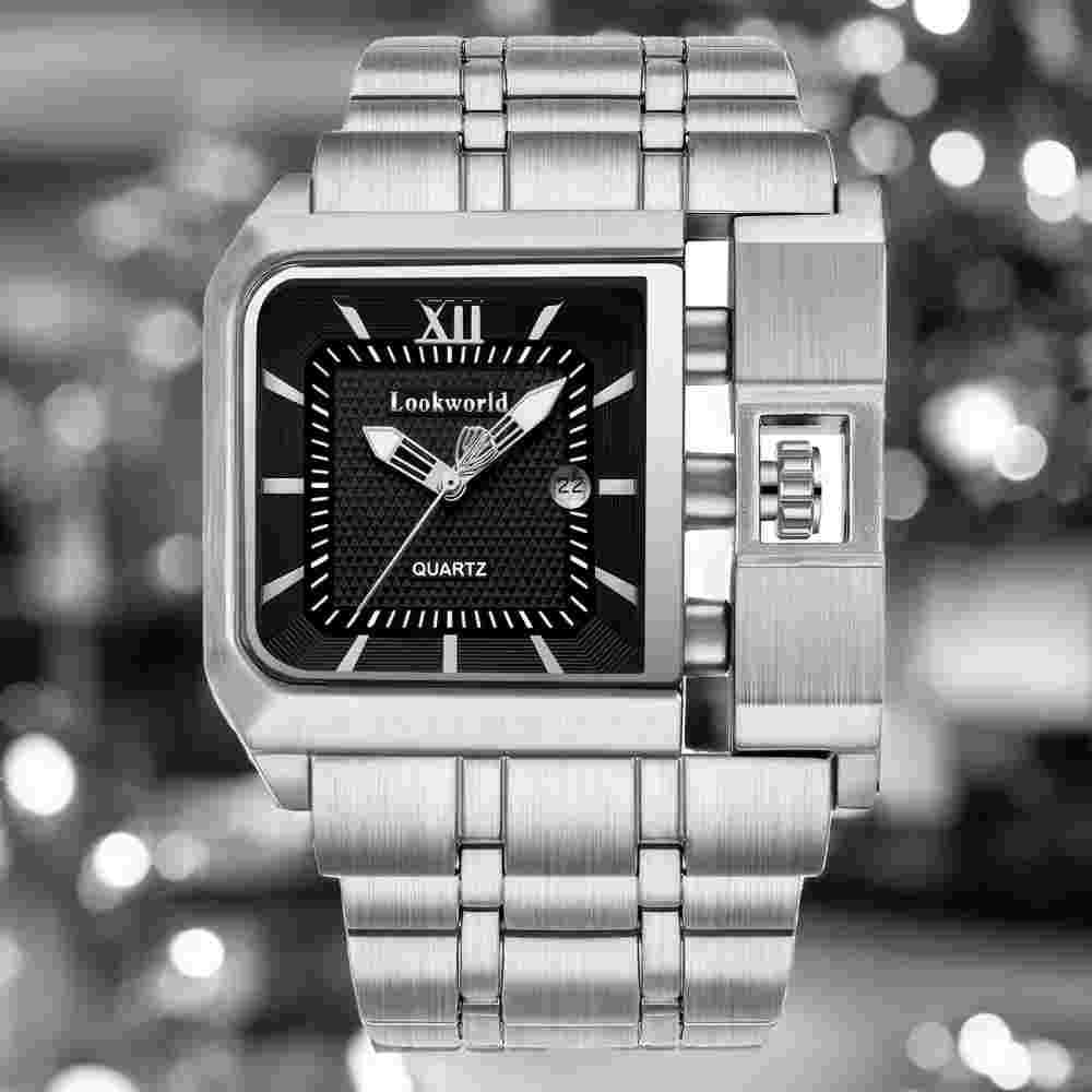 Men's Deluxe Gold Business Watch - Large Square Dial, Quartz Movement ...