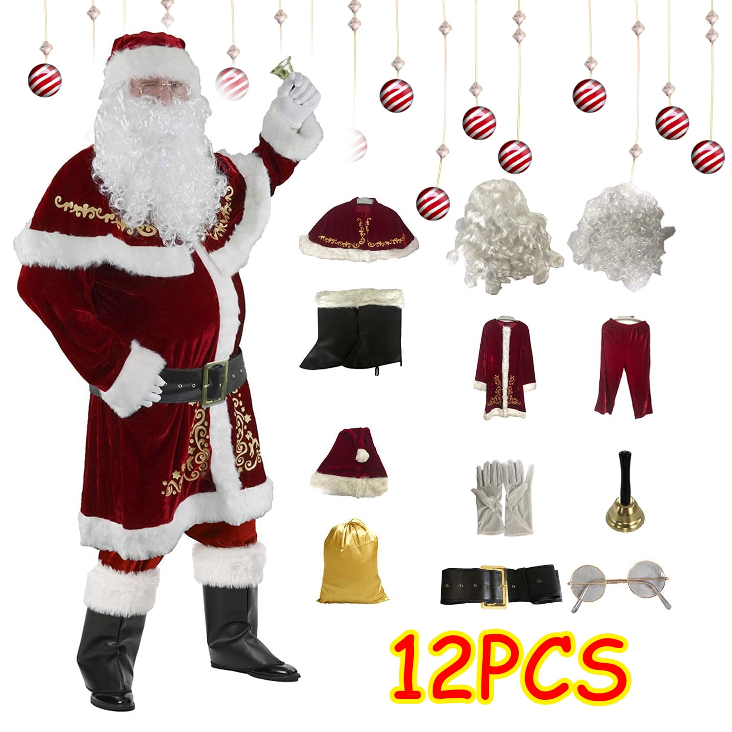 Men's Deluxe Santa Suit 12pc. Christmas Ultra Velvet Adult Santa Claus ... Men's Deluxe Santa Suit 12pc. Christmas Ultra Velvet Adult Santa Claus ...