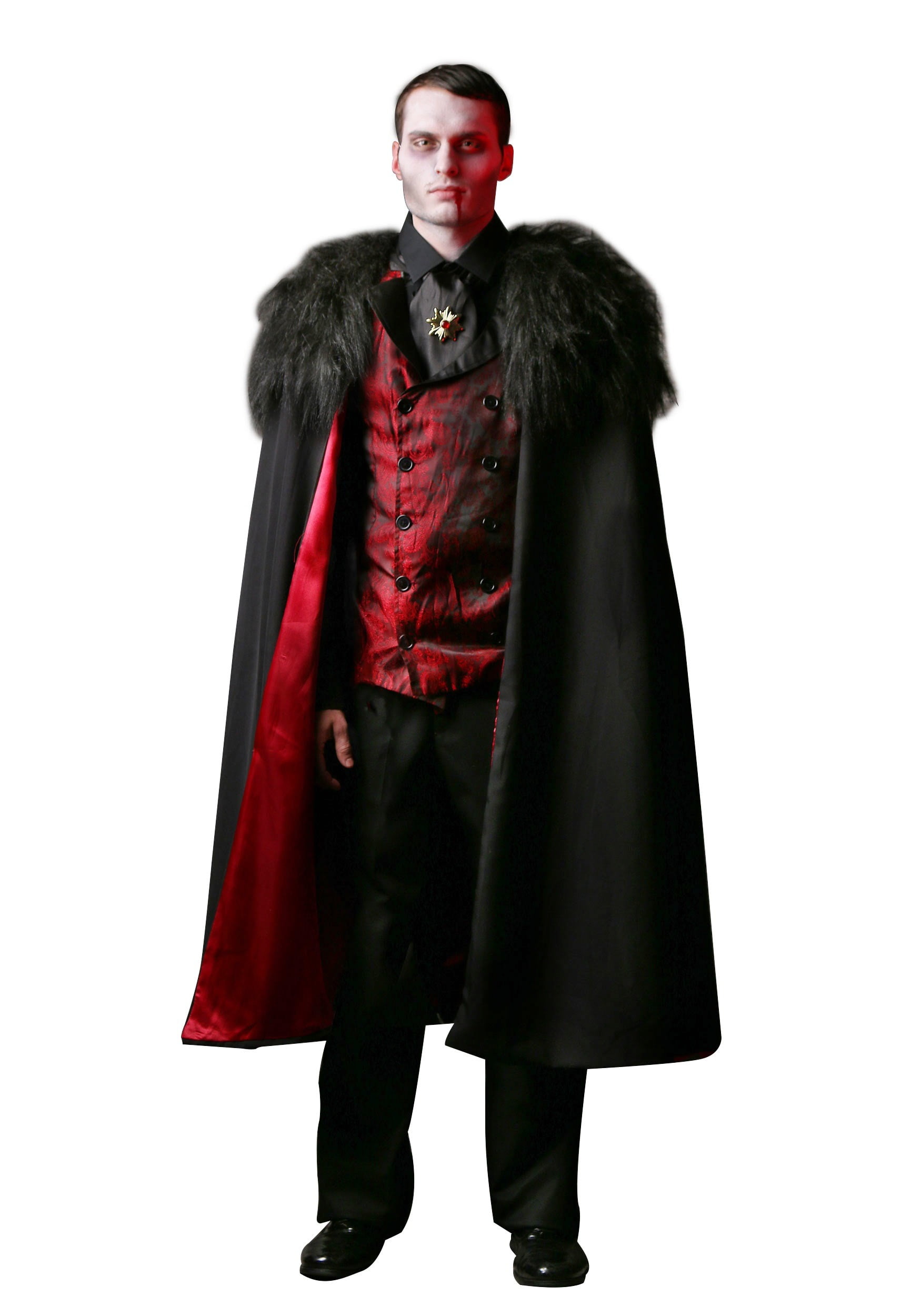 Adult Men's Deluxe Vampire Halloween Costume - Black Gothic Horror ...