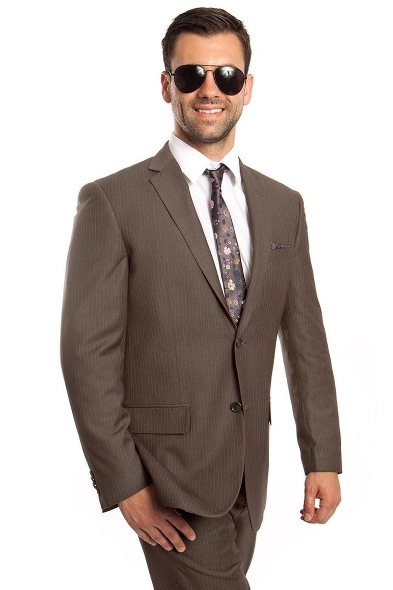 Men's Demantie Suits Micro Pinstripe Business Suit Taupe Size 40 ...