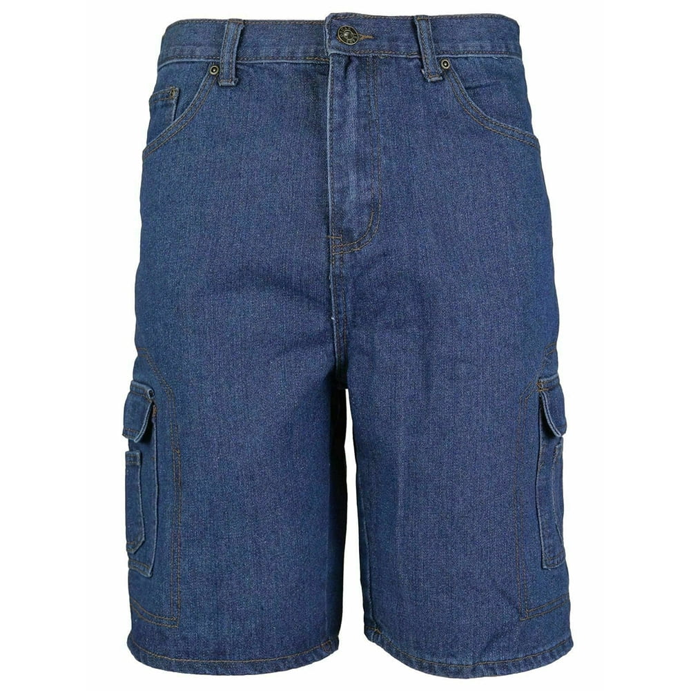 Men's Denim Cargo Shorts Premium Cotton Multi Pocket Jean - Stoash Blue ...