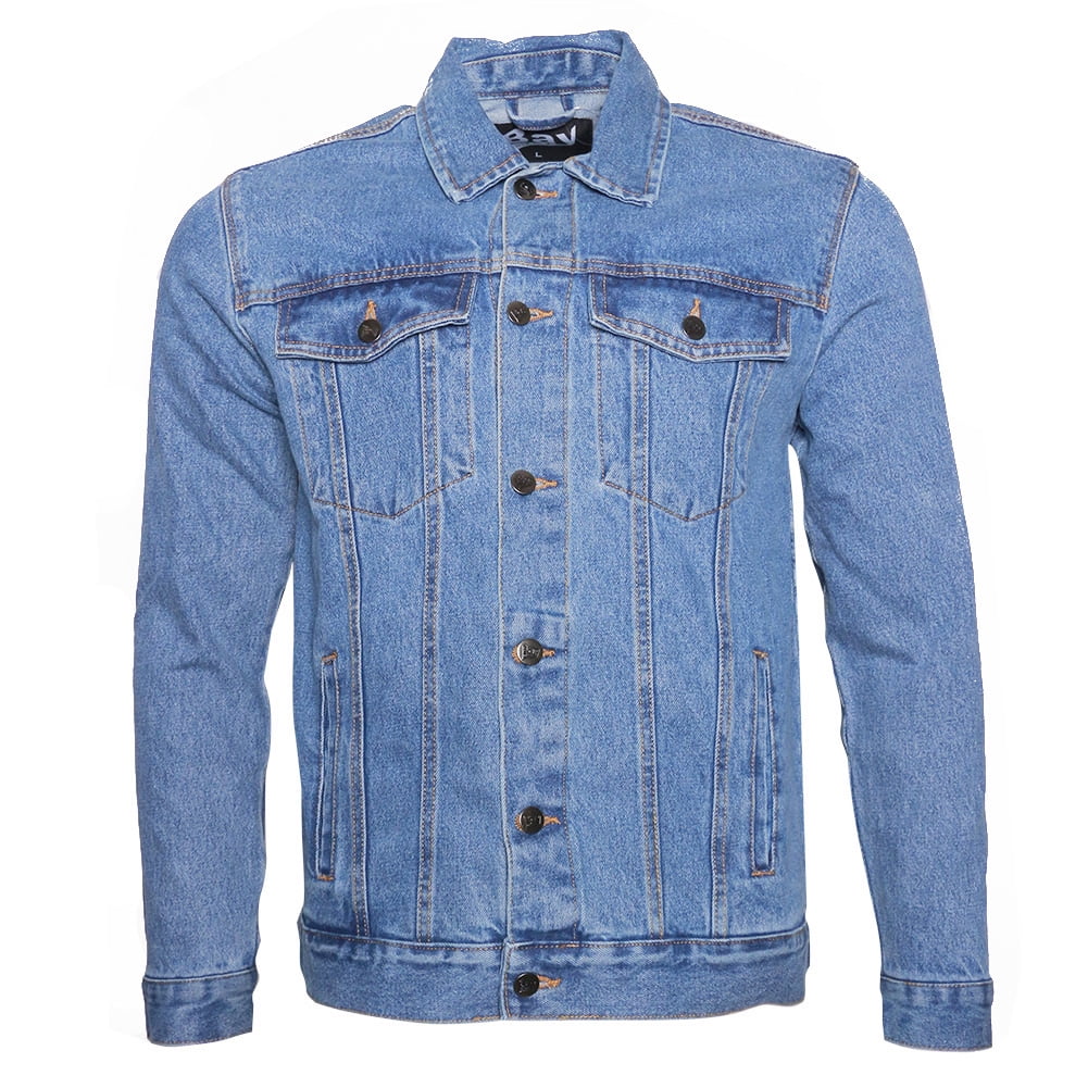 Men's Denim Jean Jacket Button Up Classic Fit Premium Cotton Blue Dnm L ...