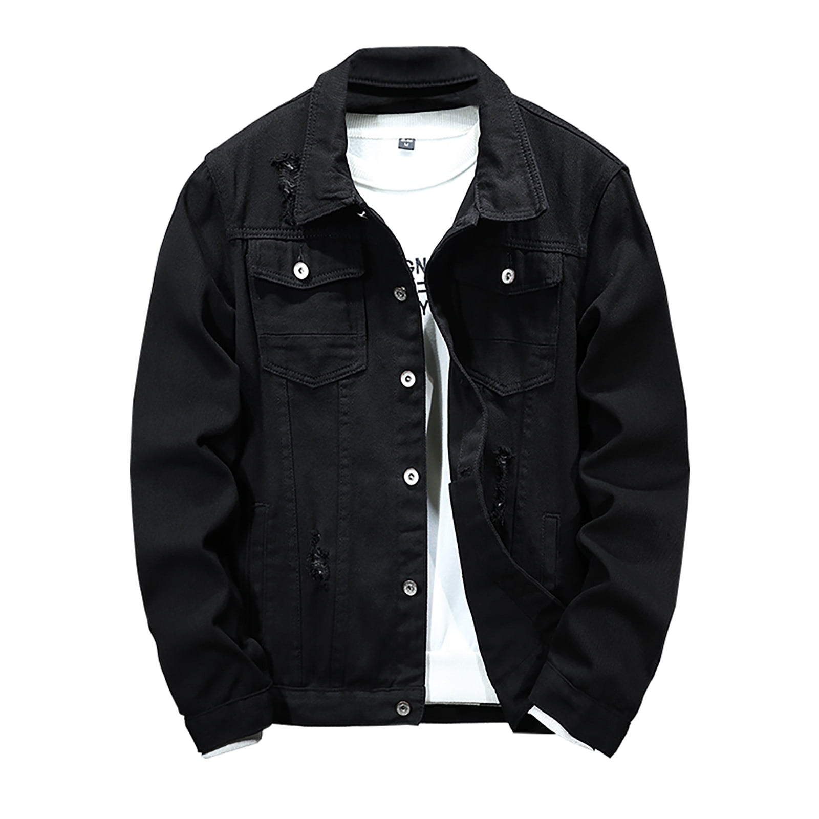 Denim Jean Jacket Mens Lightweight Slim Fit Button Down Casual Daily ...